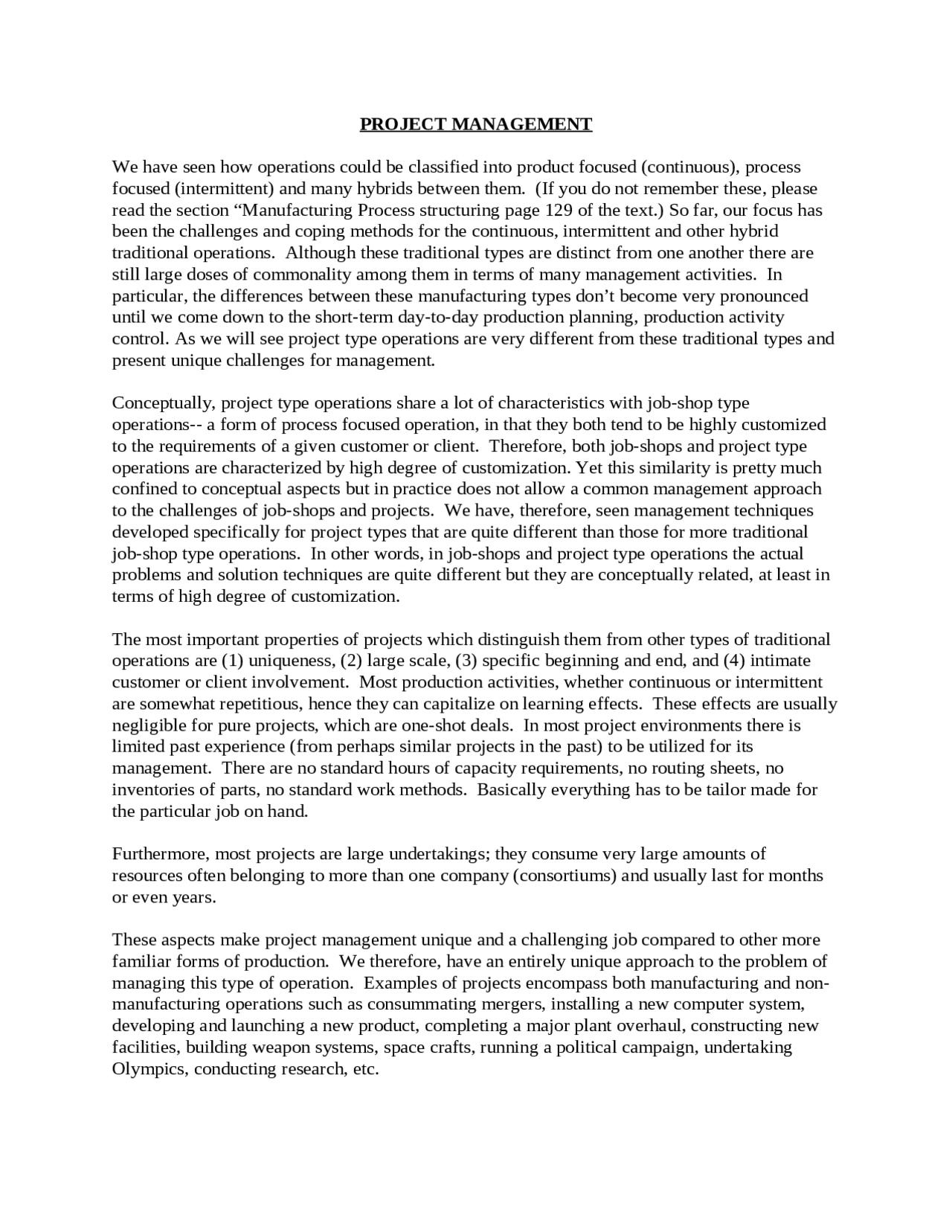 Project Management - Production, Operations Management - Lecture Notes ...