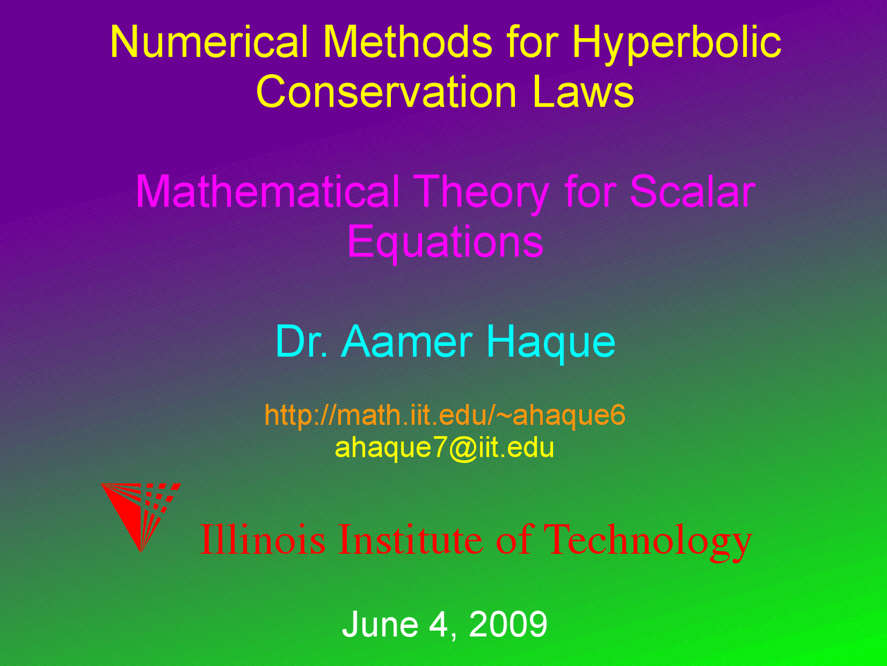 Numerical Methods For Hyperbolic Conservation Laws Outline Math 593 Docsity