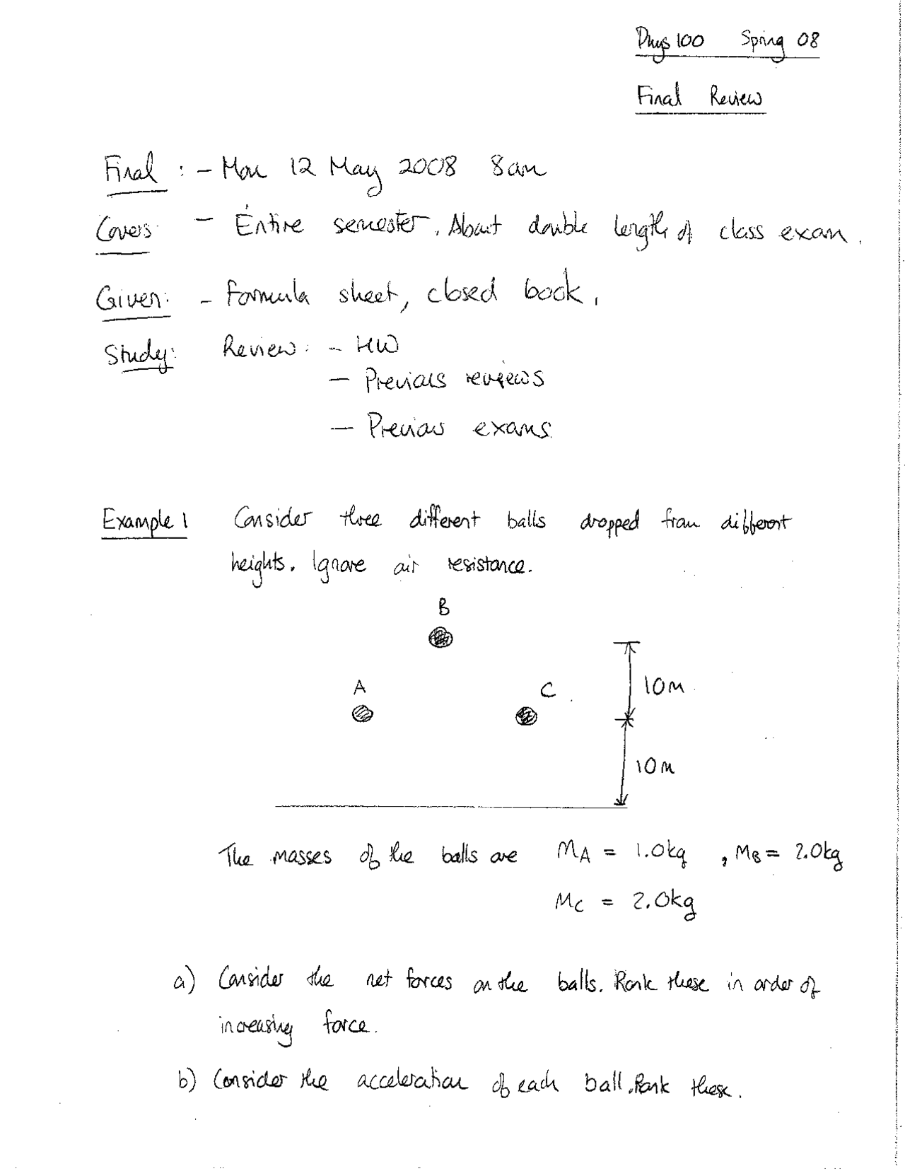 3 Examples On Concepts Of Physics With Answer Final Exam Phys 100