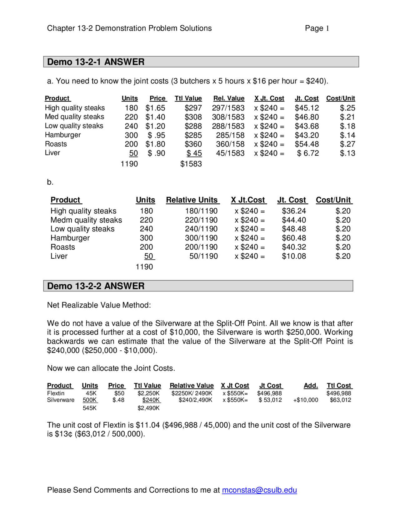 Solved Problems Cost Accounting For Managers Review Sheet Acct