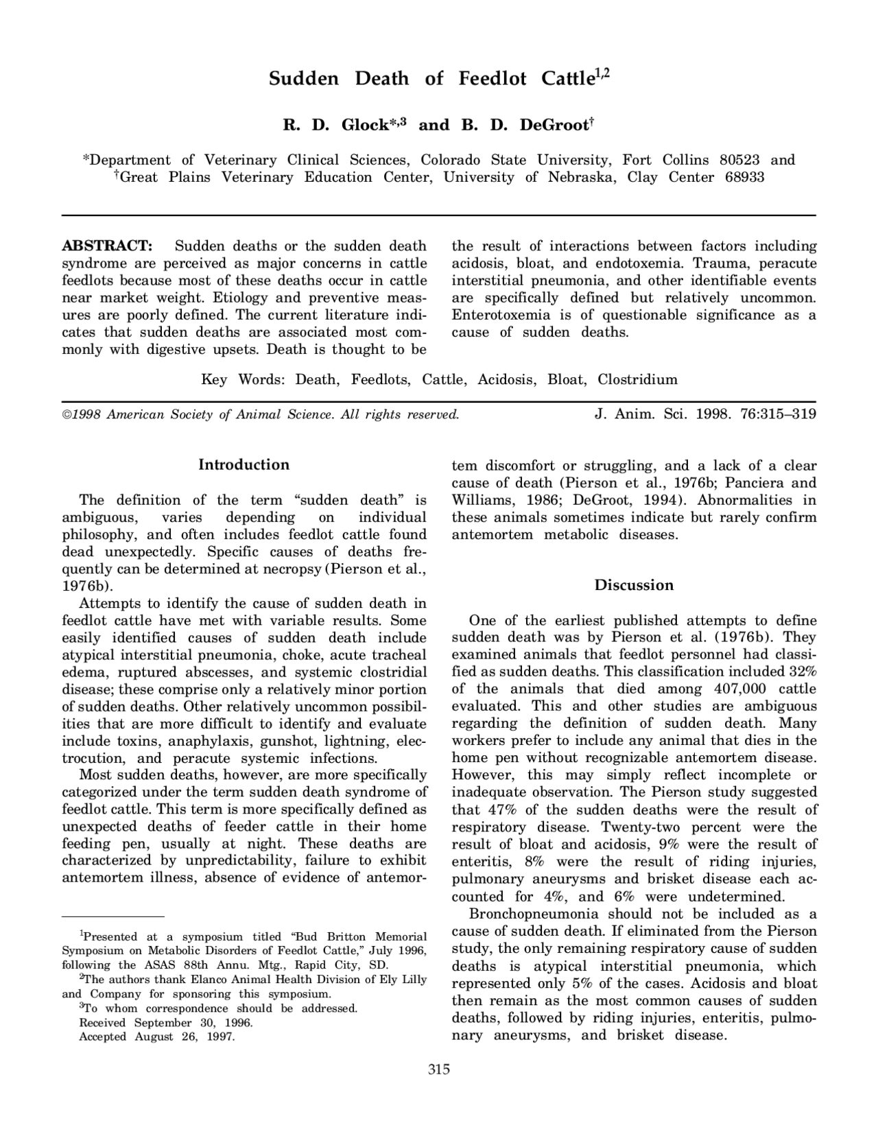 Sudden Death Of Feedlot Cattle Lecture Notes Patb 4110 Docsity