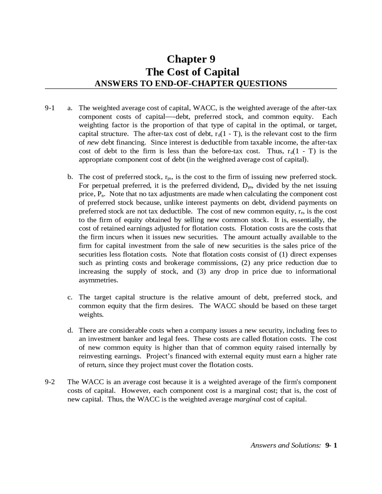 The Cost Of Capital Lecture Notes Fin 332 Docsity