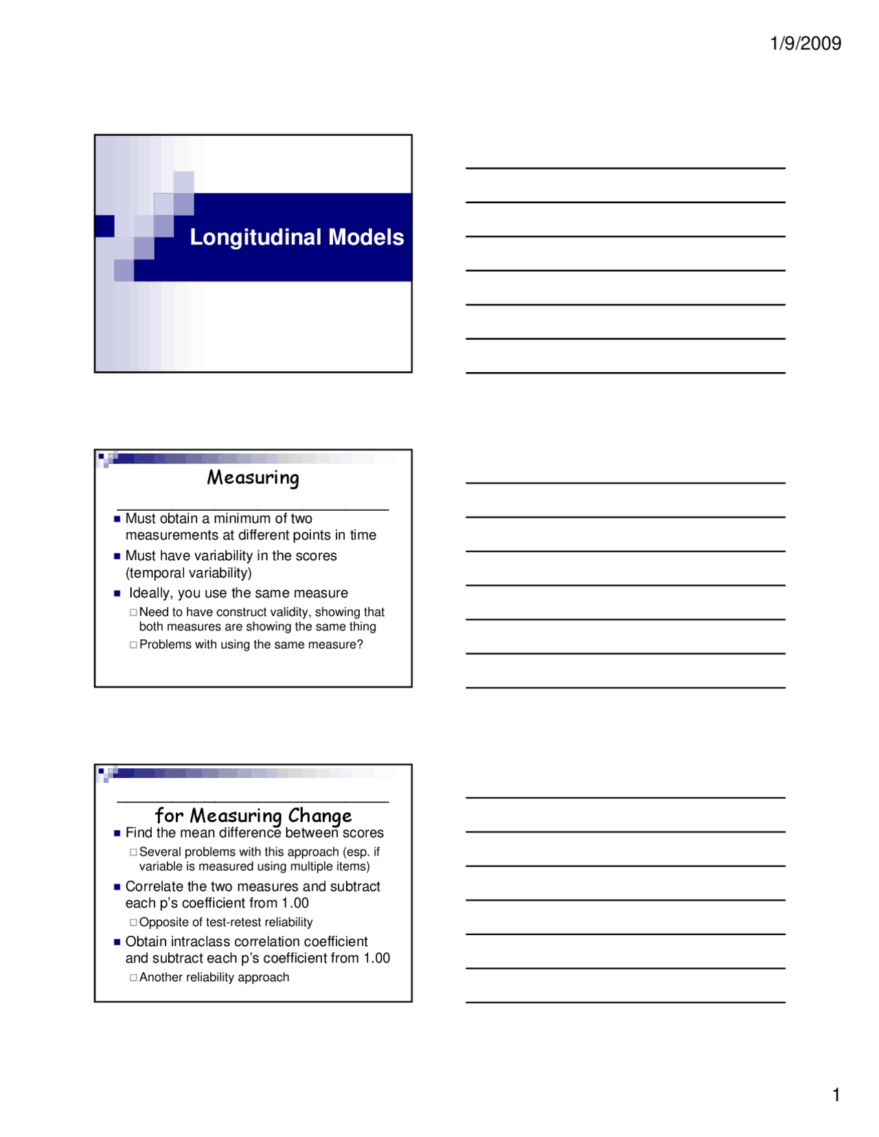 Longitudinal Models - Lecture Slides | PSY 862 - Docsity