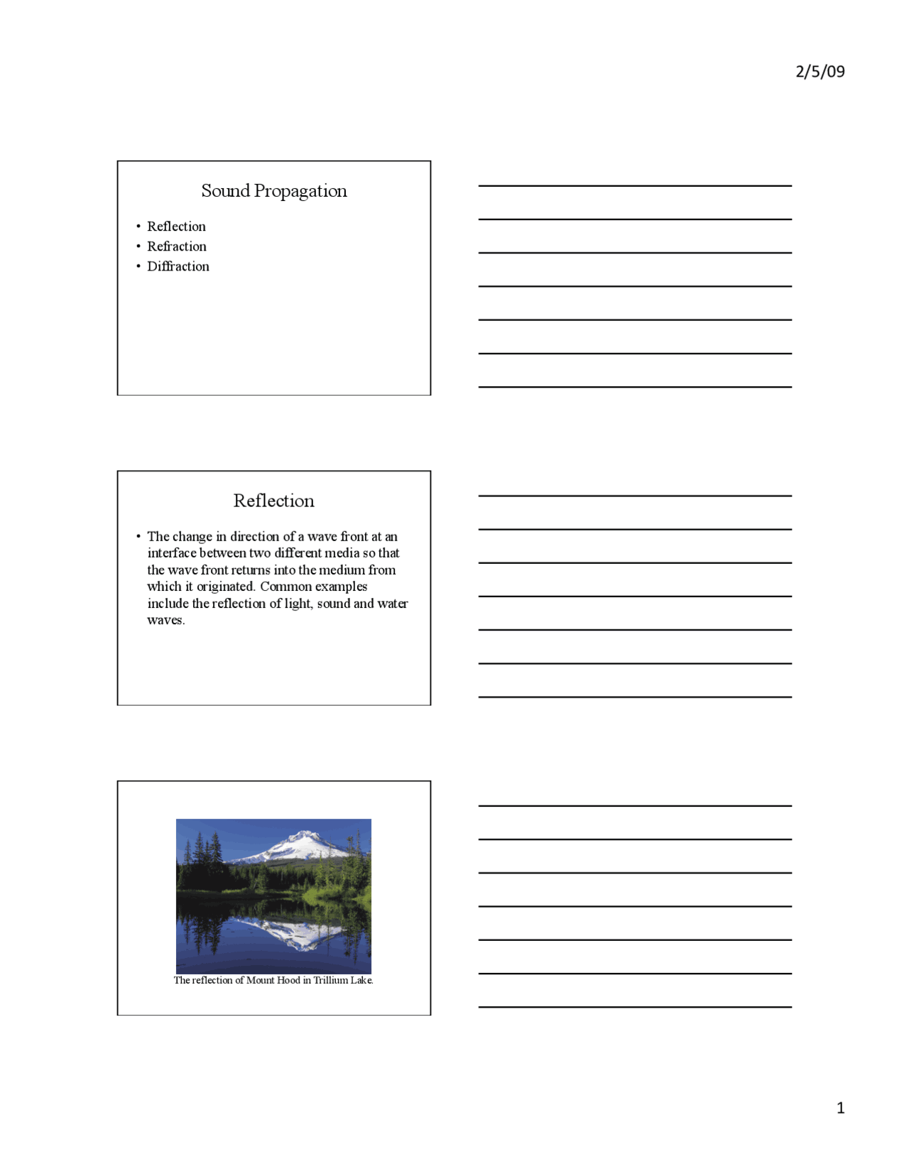 Sound Propagation Lecture Slides Phys 130 Docsity