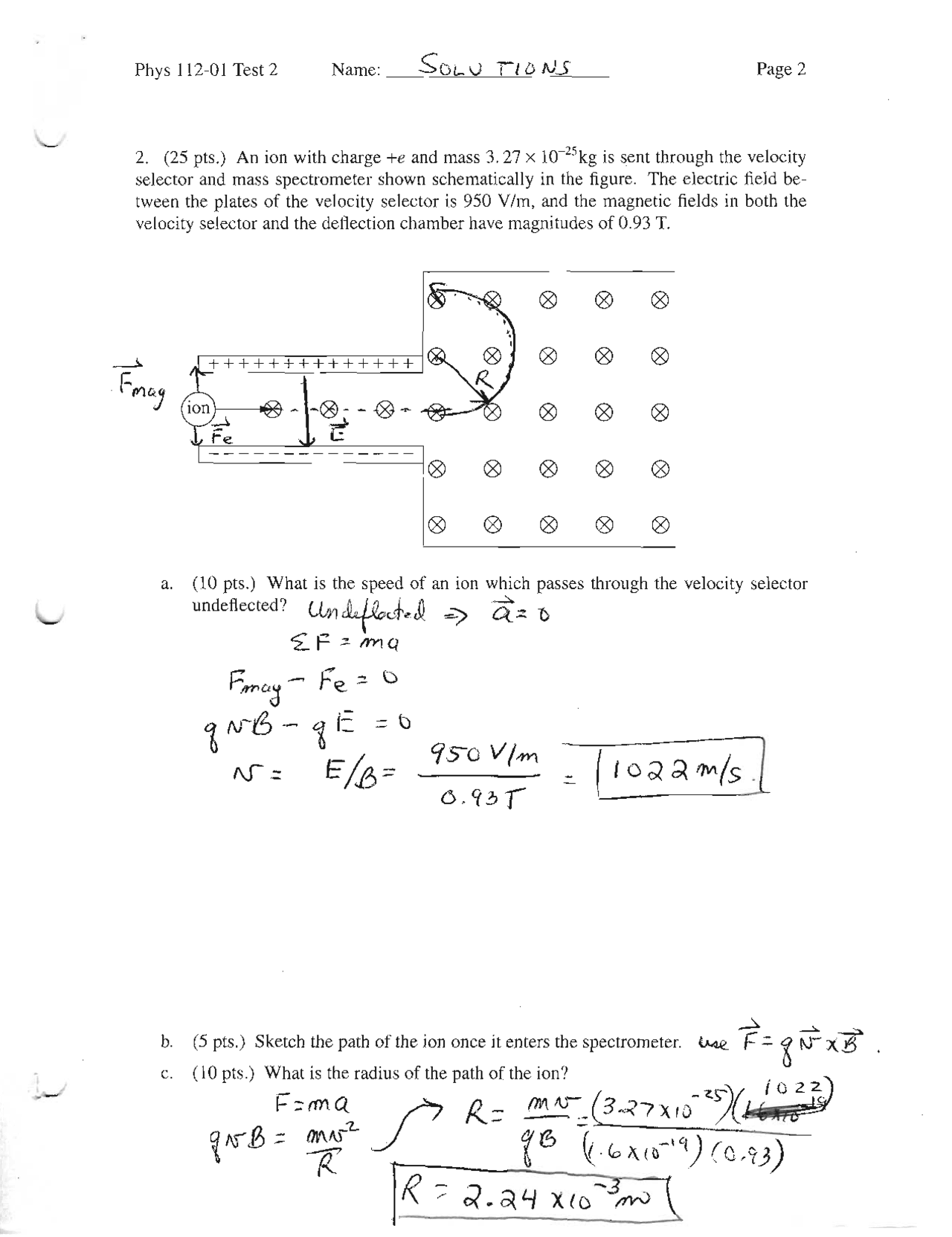 Test 2 With Resolution General Physics Electricity And Magnetism