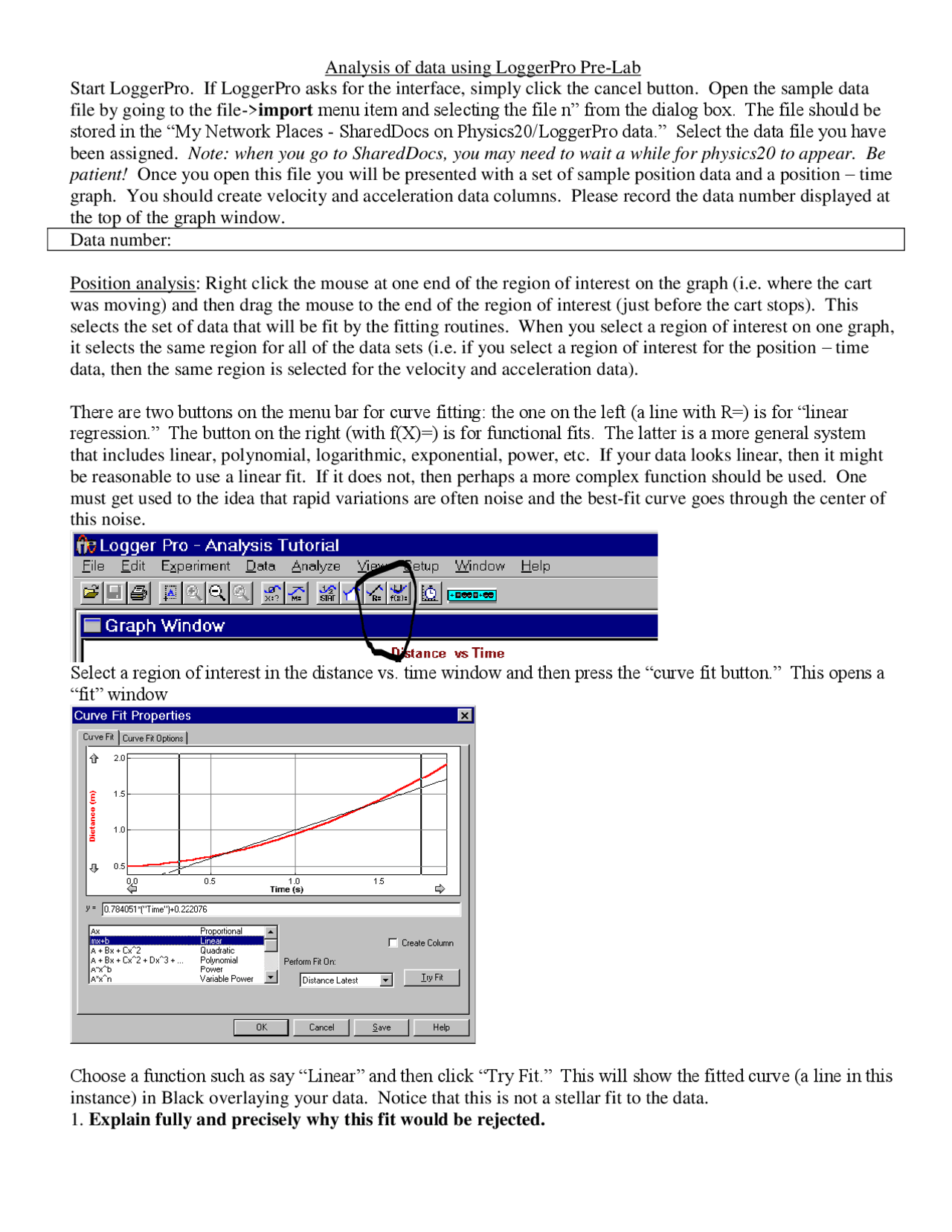 Data Analysis using LoggerPro: Fitting Functions and Physical Quantities | Lab Reports Mechanics ...