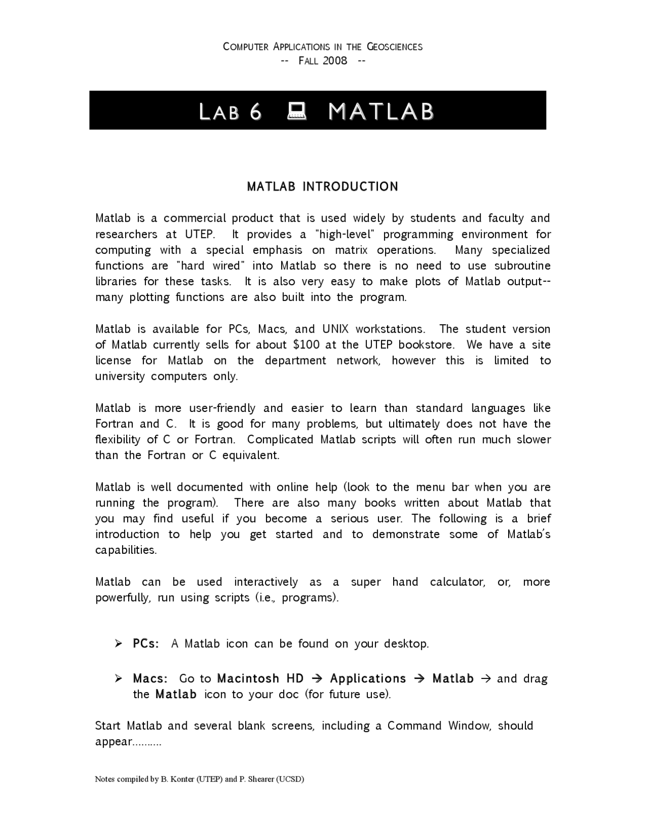 Computer Applications In The Geosciences Lecture Notes Geol 5215