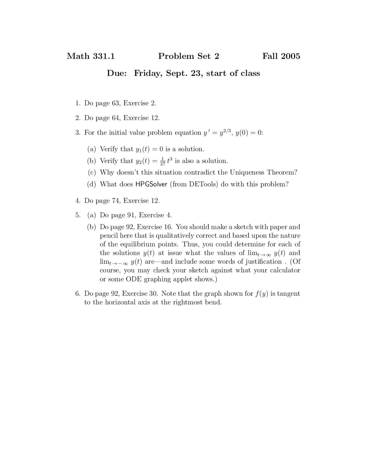 Problems On Differential Equationsscience Engineering Assignment 2