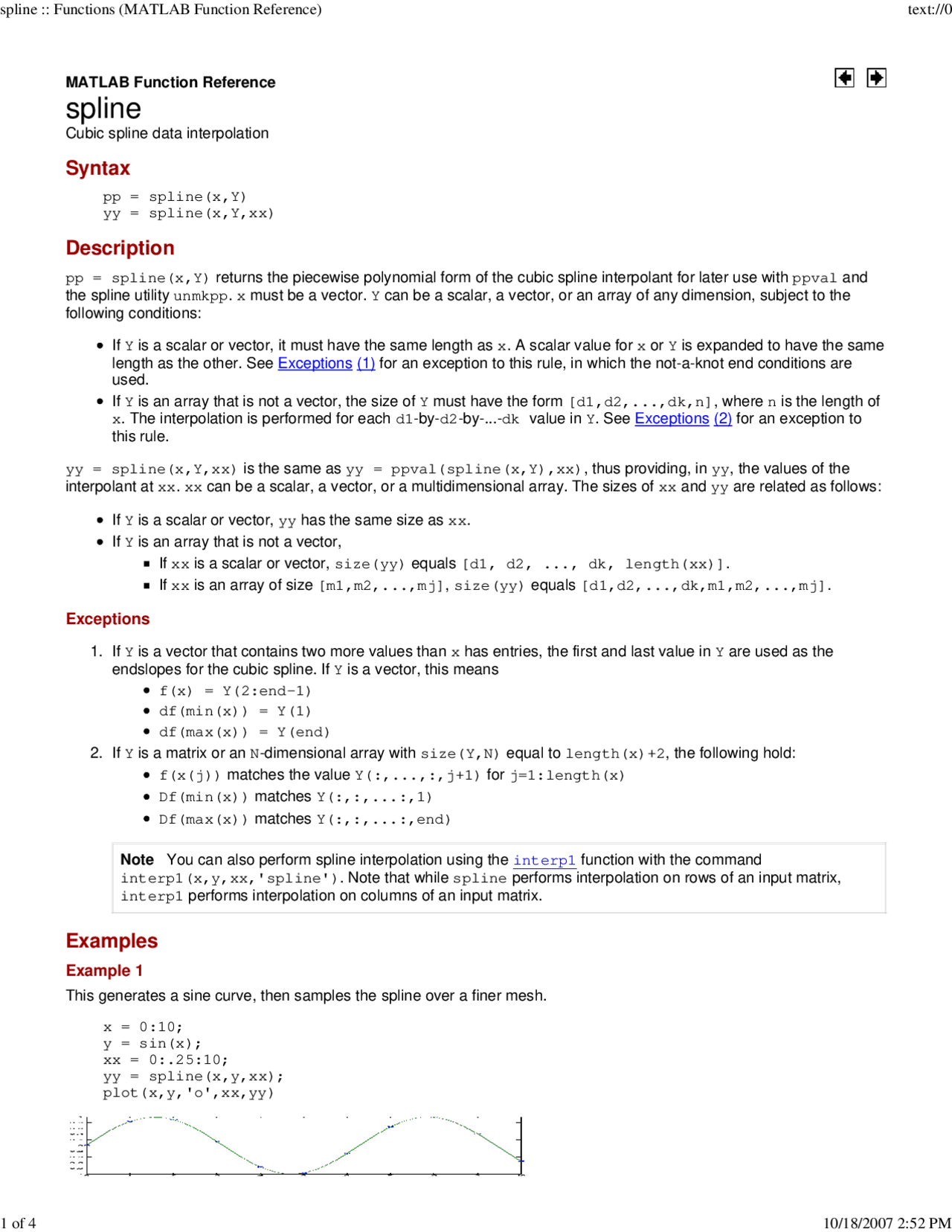Matlab Function Reference Introduction To Numerical Analysis Math