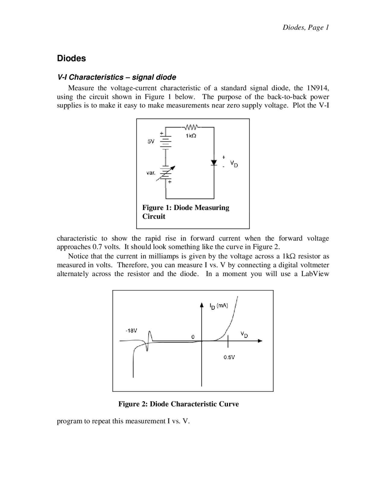 Diodes - Introductory Electronics - Experiment | PHY 440 | Lab Reports ...