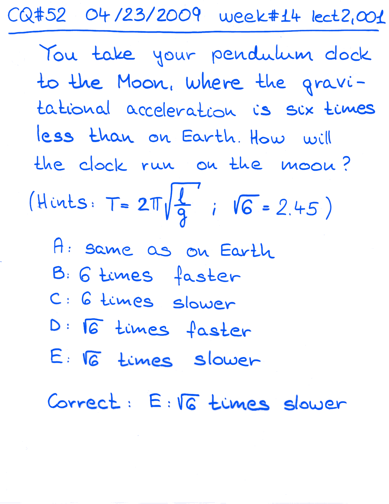 What will be the Gravitational Acceleration on Moon | PHY 231 - Docsity