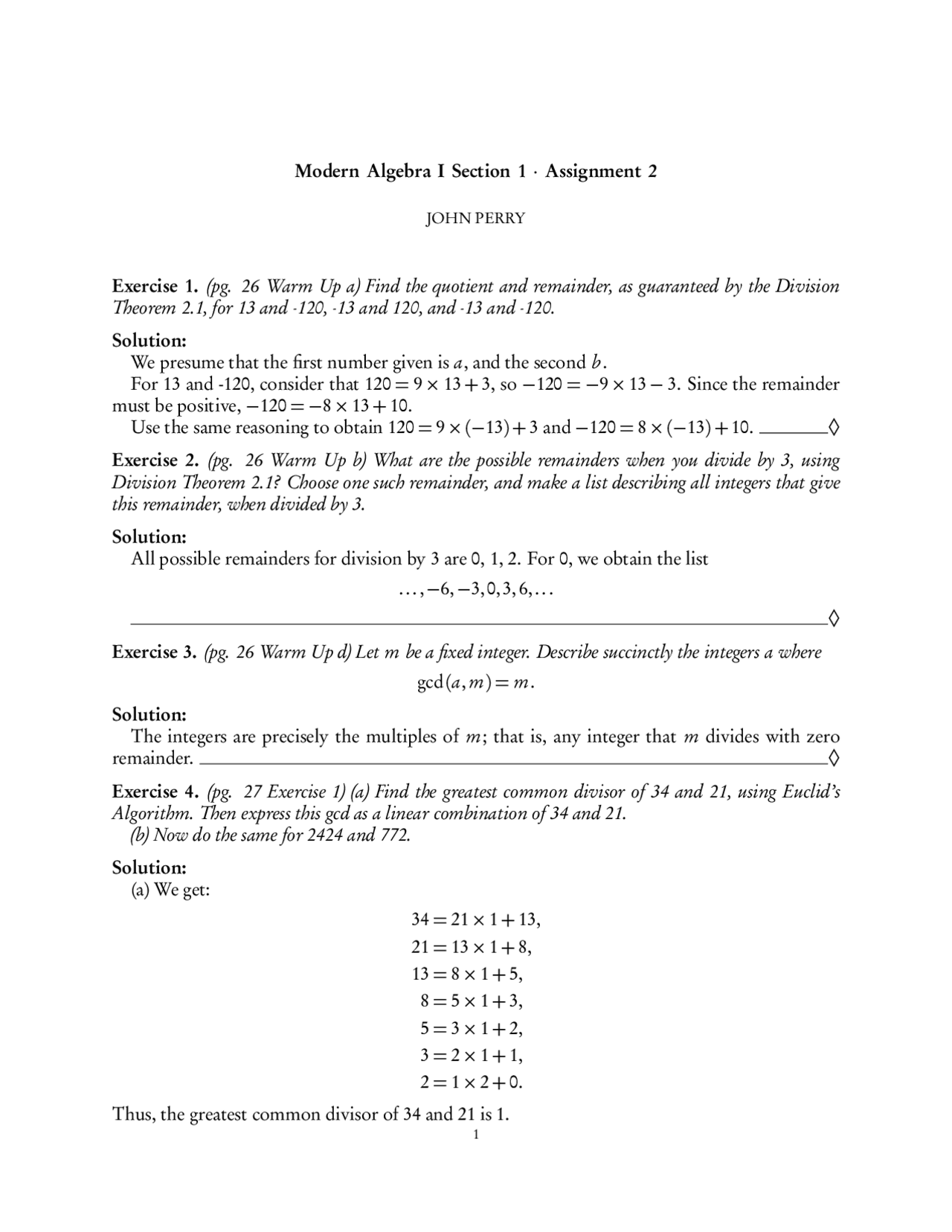 Assignment 2 With Answers Modern Algebra I Mat 423 Docsity
