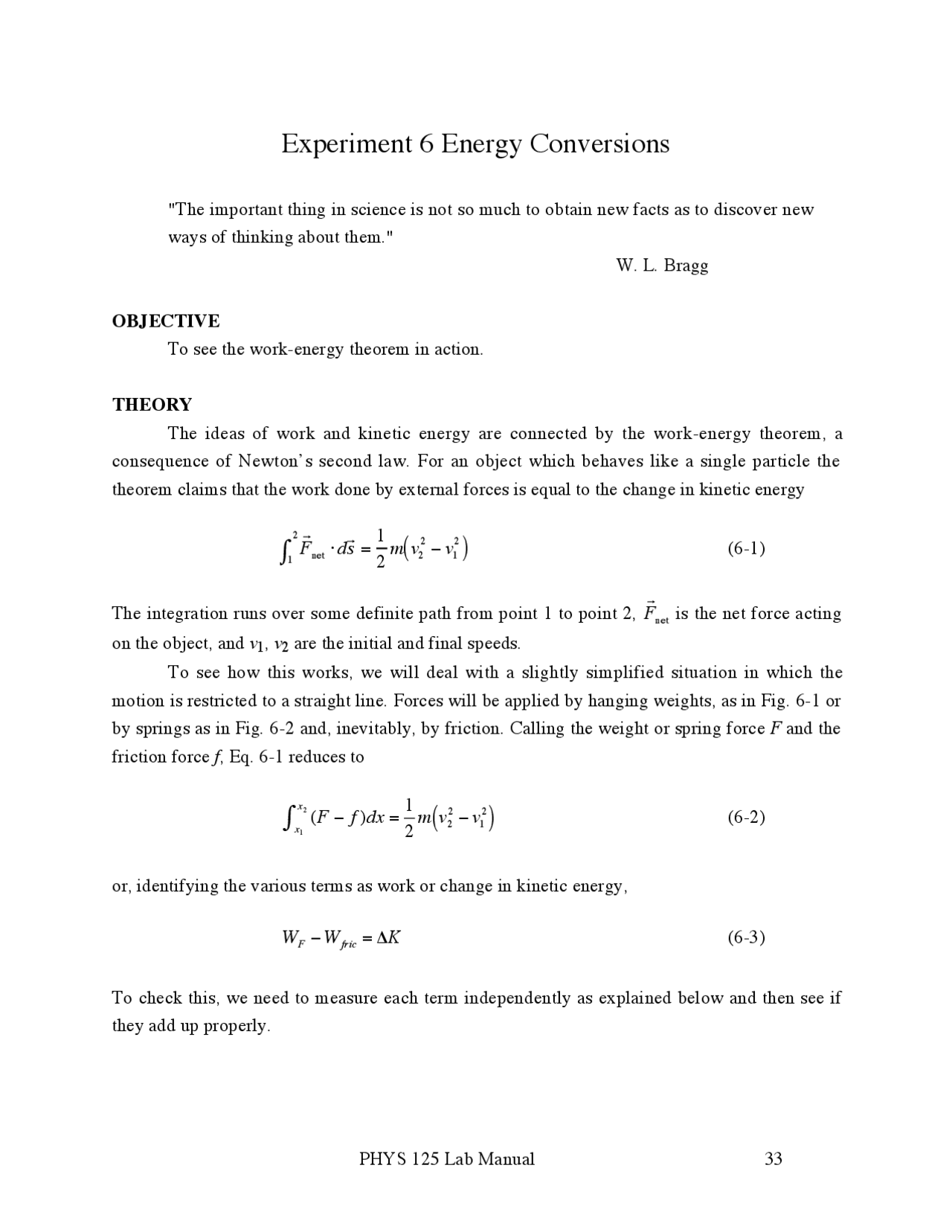 Experiment 6 Energy Conversions - General Physics Lab | PHYS 125 - Docsity