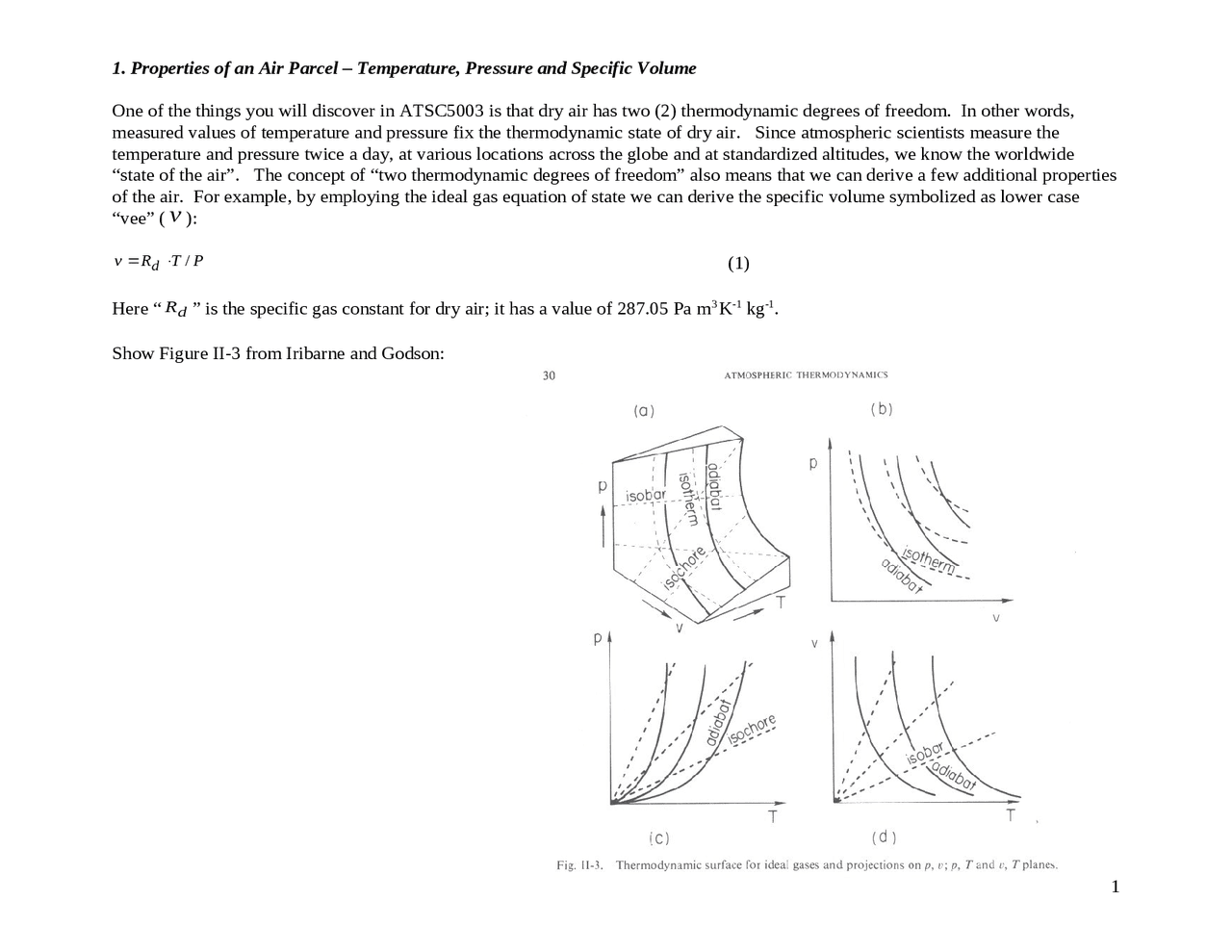 Properties of an Air Parcel, Temperature, Pressure and Specific Volume ...