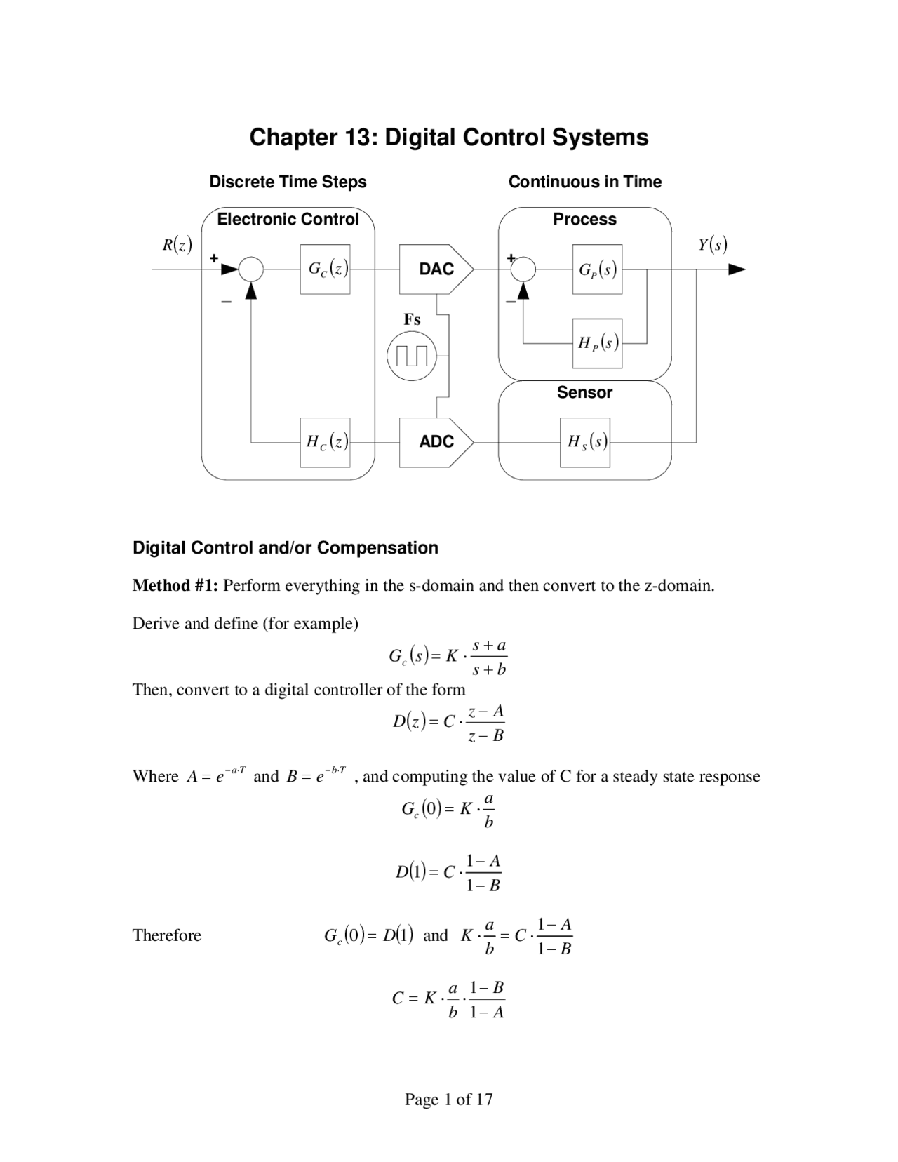 Digital Control Systems - Final Exam | ECE 4700 - Docsity