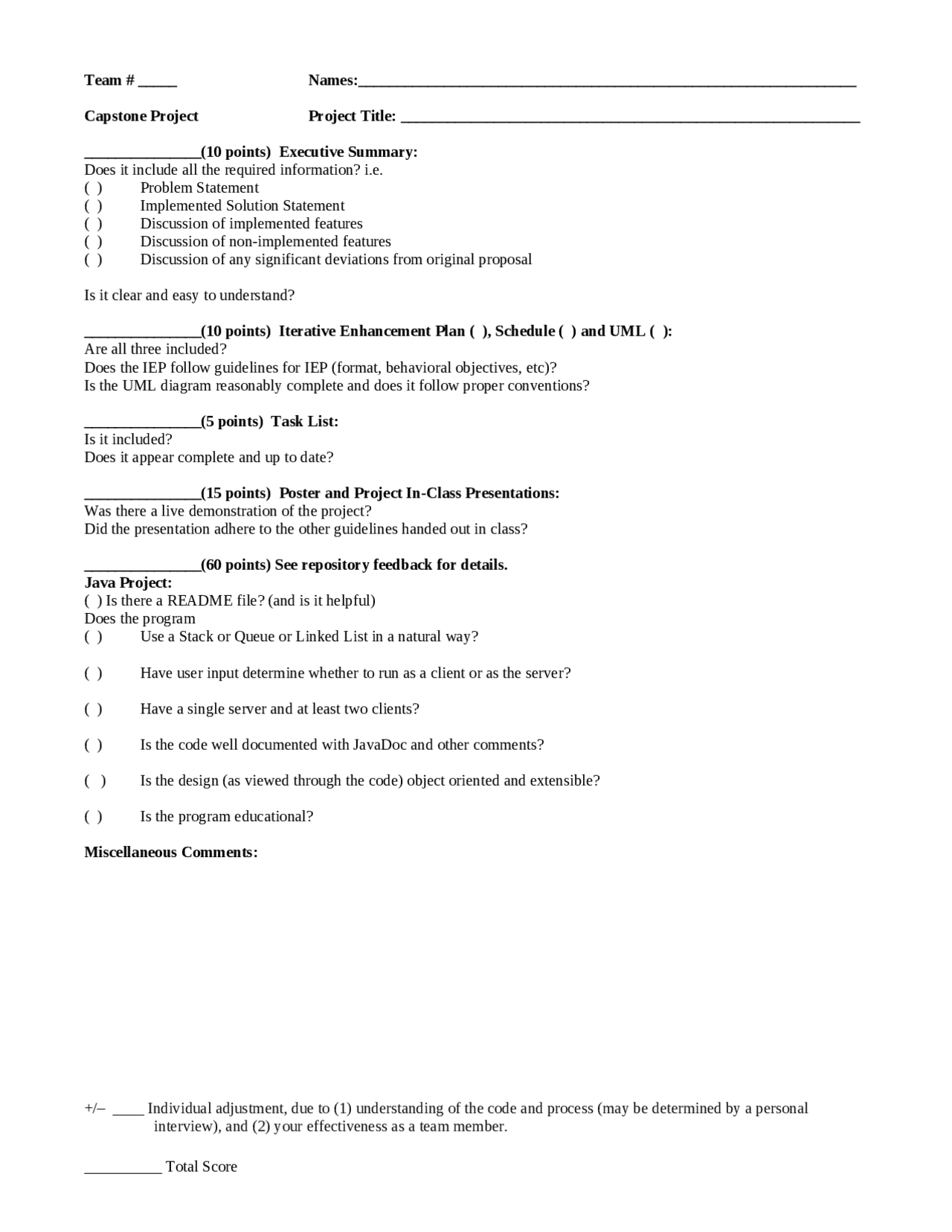 Capstone Project For Fundamentals Of Software Development Honors Csse 221 Docsity