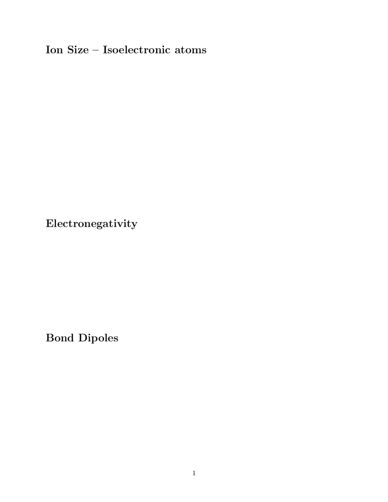 Ion Size – Isoelectronic Atoms - General Chemistry I | CHEM 121 - Docsity