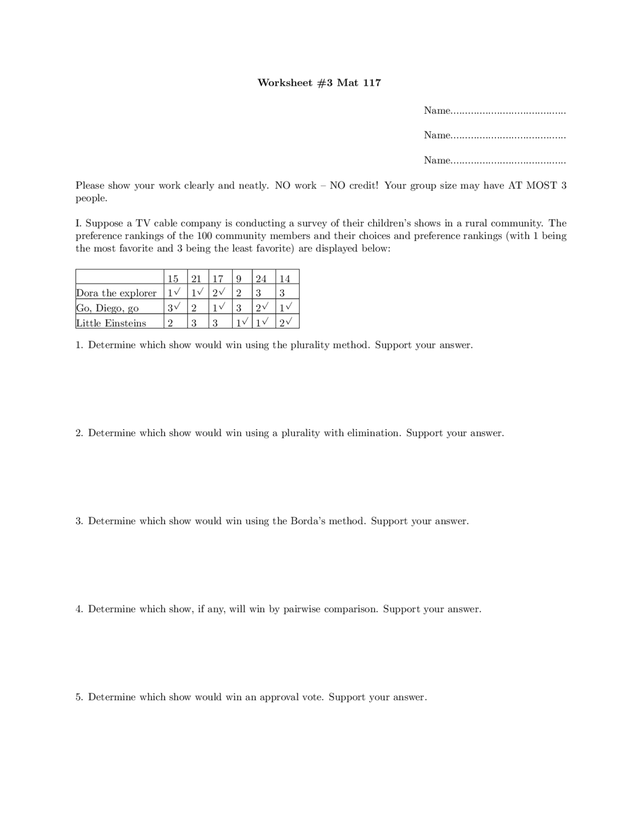 Quiz Iii Questions Mathematical Concepts Mat 117 Docsity