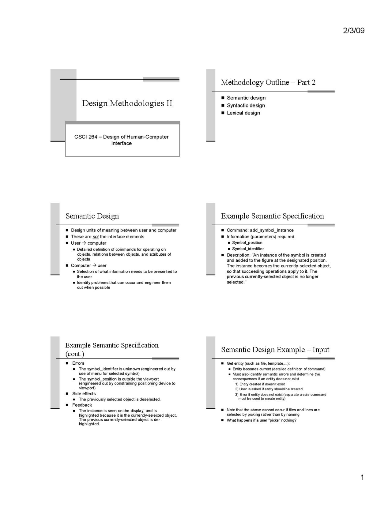 Design Methodologies Ii Lecture Slides Csci 264 Docsity