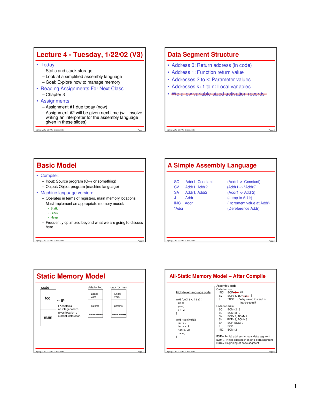 Static And Stack Storage Explore How To Manage Memory Slides Cs