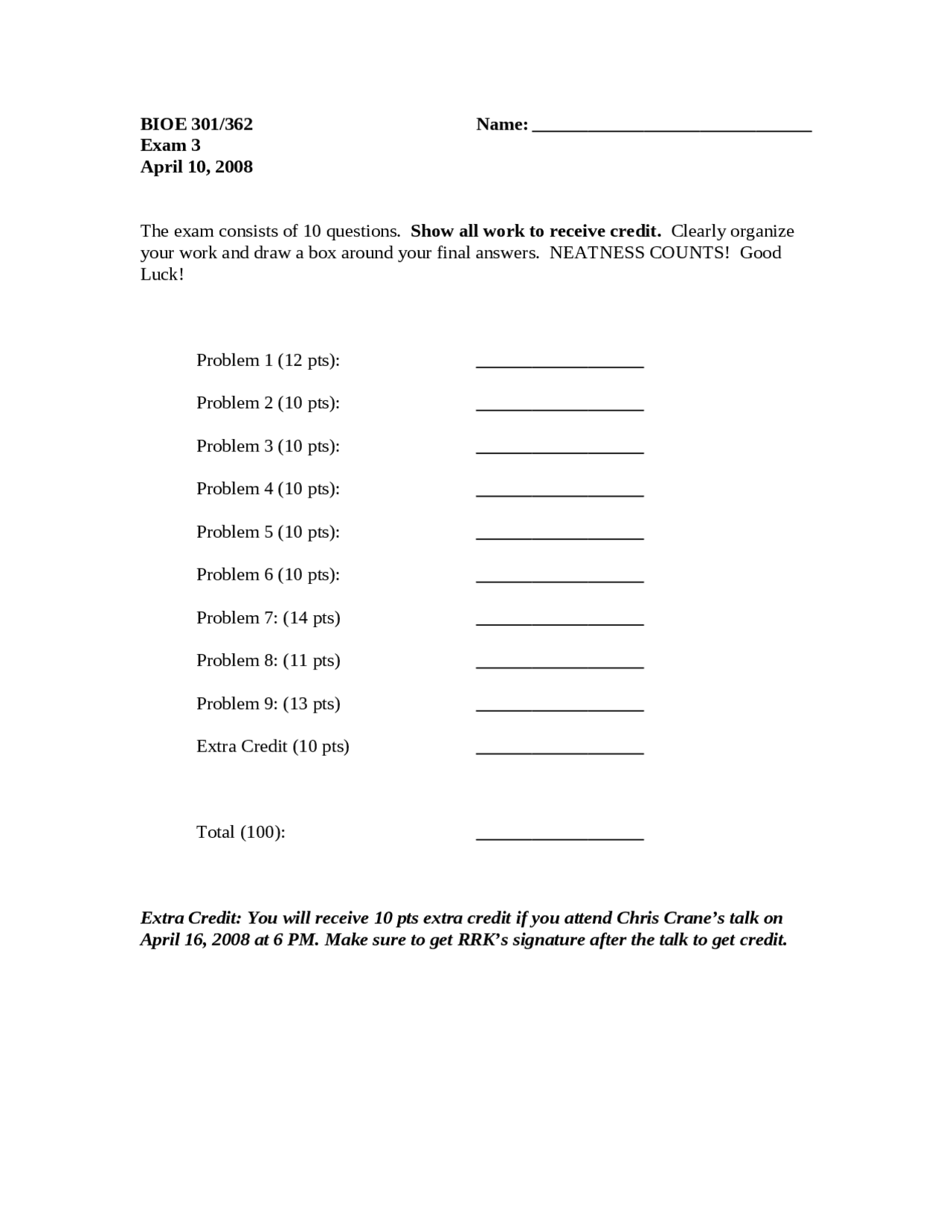 Exam 3 Practice Questions Bioengineering And World Health Bioe 301
