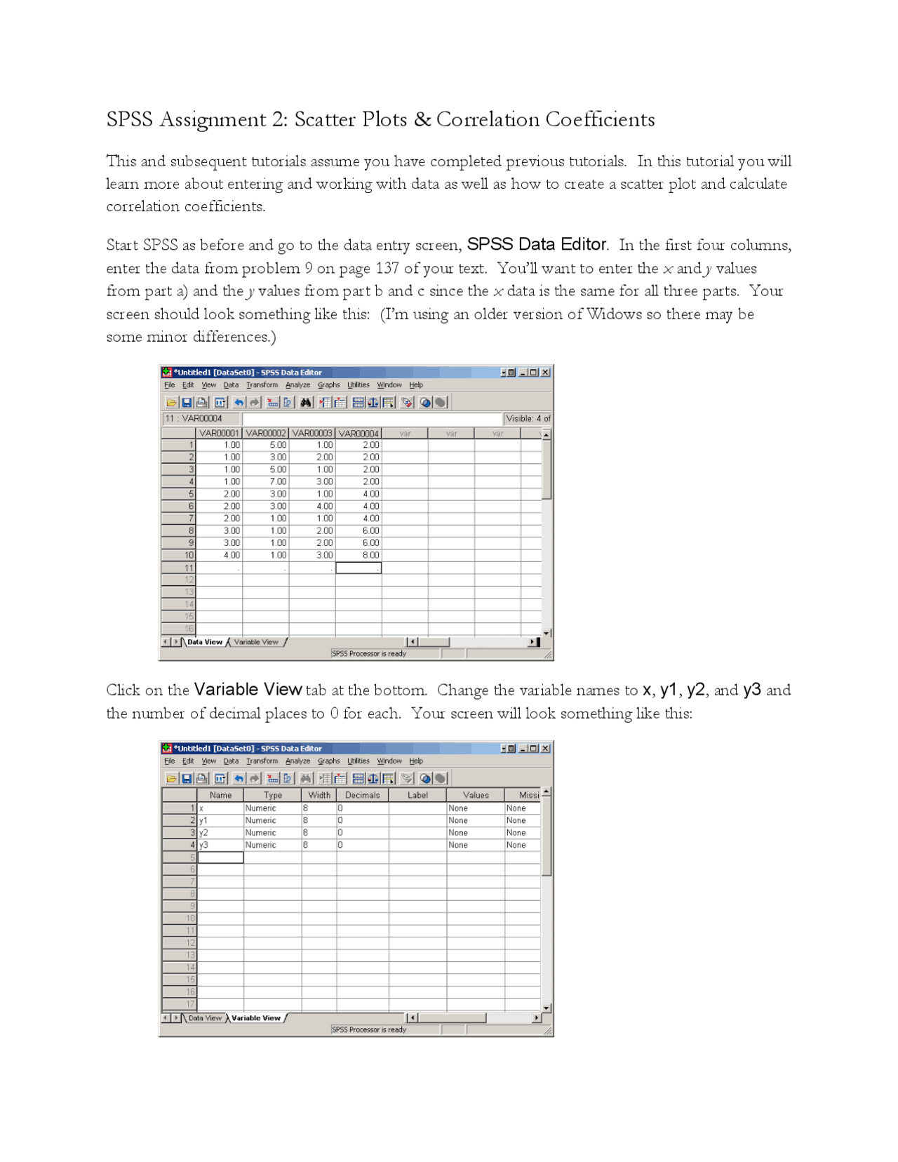Assignment 2: Scatter Plots and Correlation Coefficients | MATH 140 - Docsity