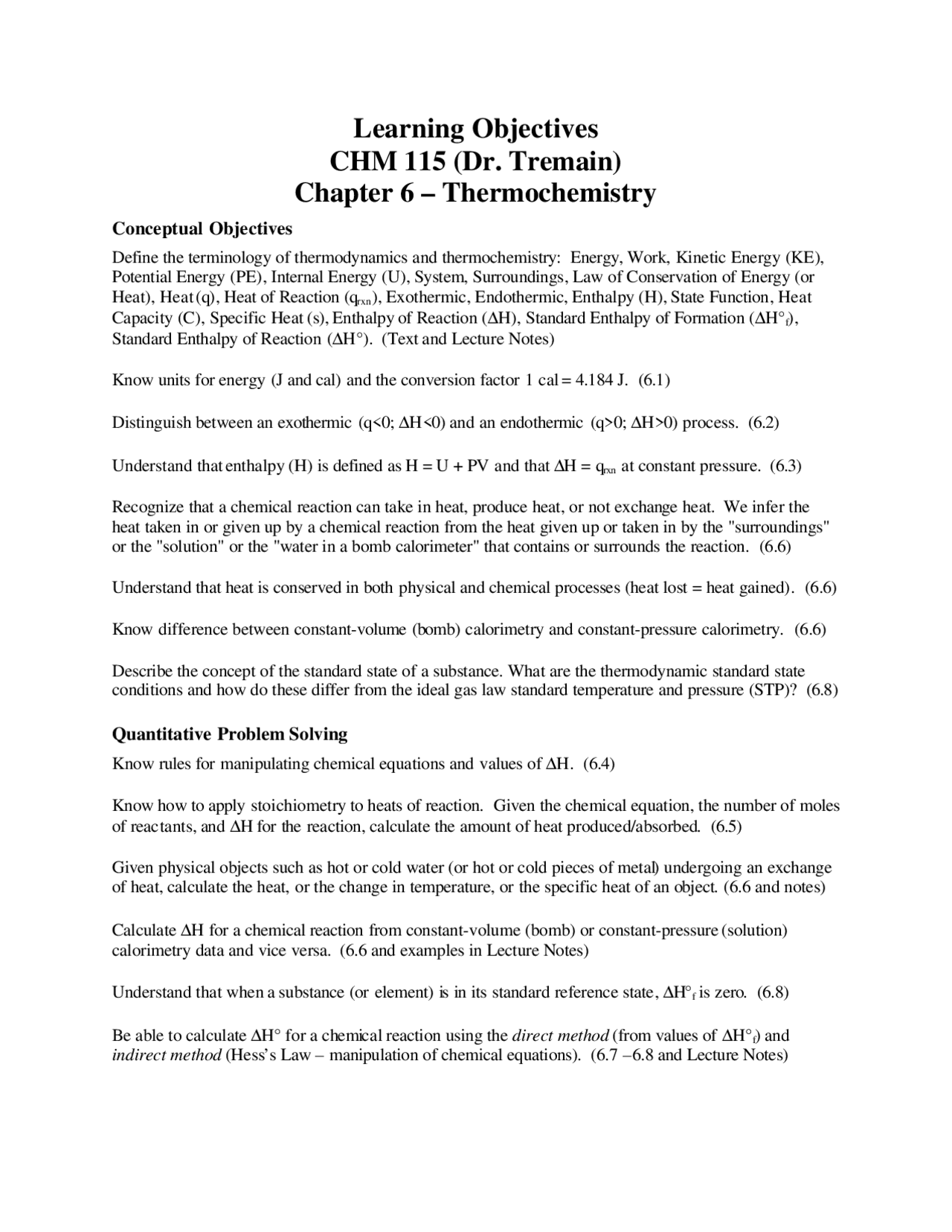 Learning Objective For Thermochemistry General Chemistry Chm 115