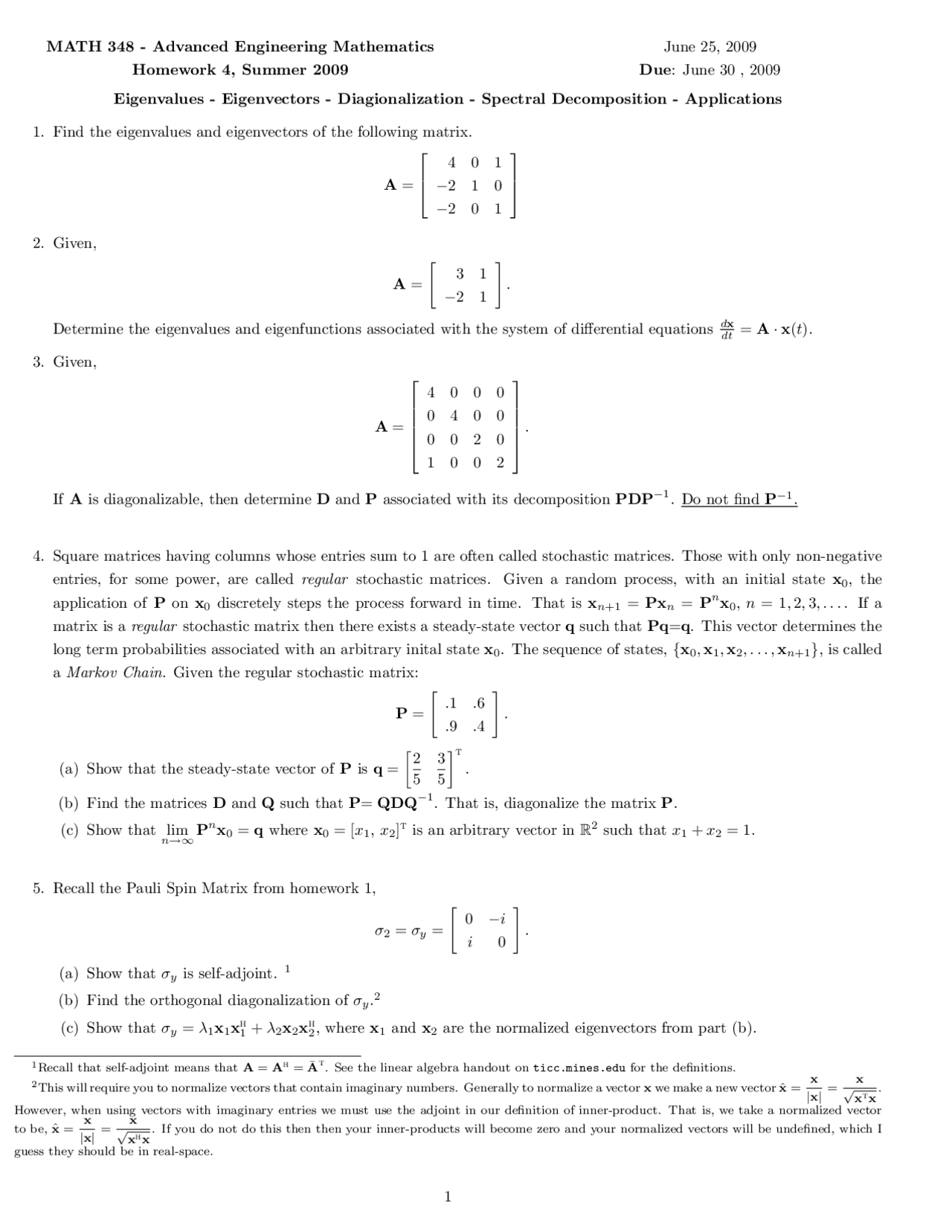Advanced Engineering Mathematics Problem Set 4 Math 348