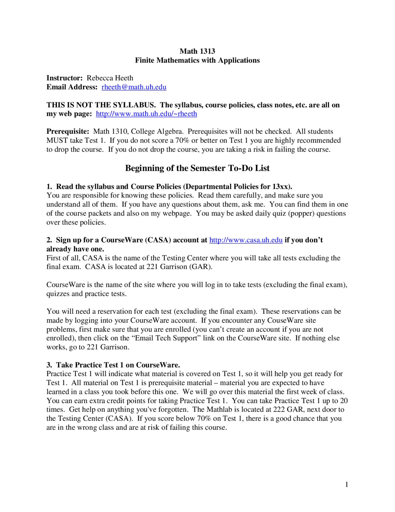 Math 1313: Finite Mathematics with Applications - Course Preparation and Policies - Prof ...