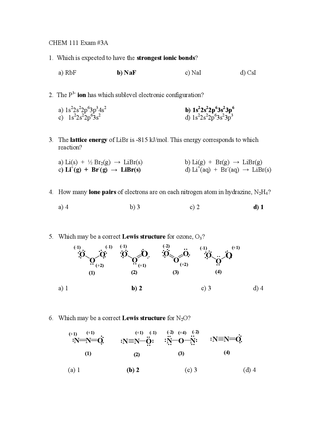 Quiz 3 Questions with Solutions - General Chemistry Science | CHEM 111 ...