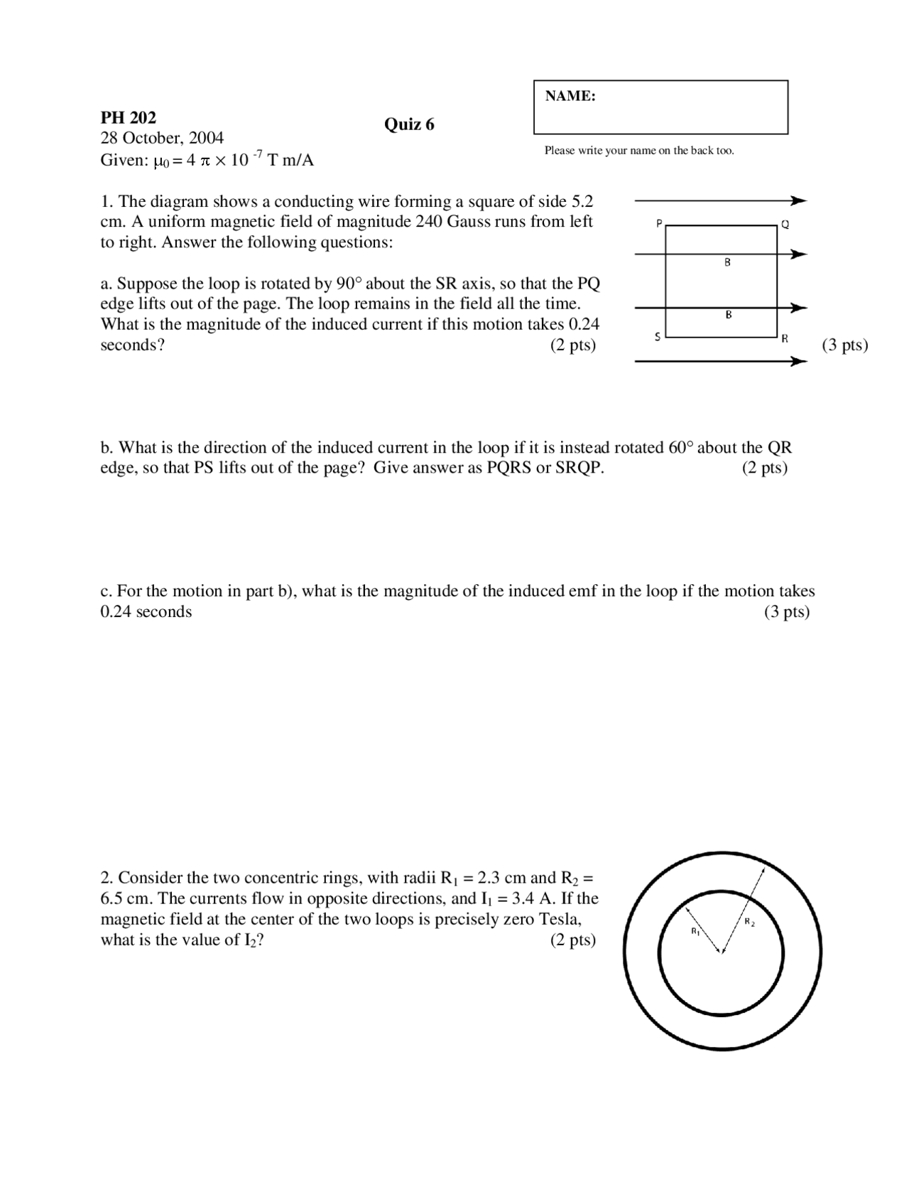 Quiz 6 Problems College Physics Ii Ph 202 Docsity