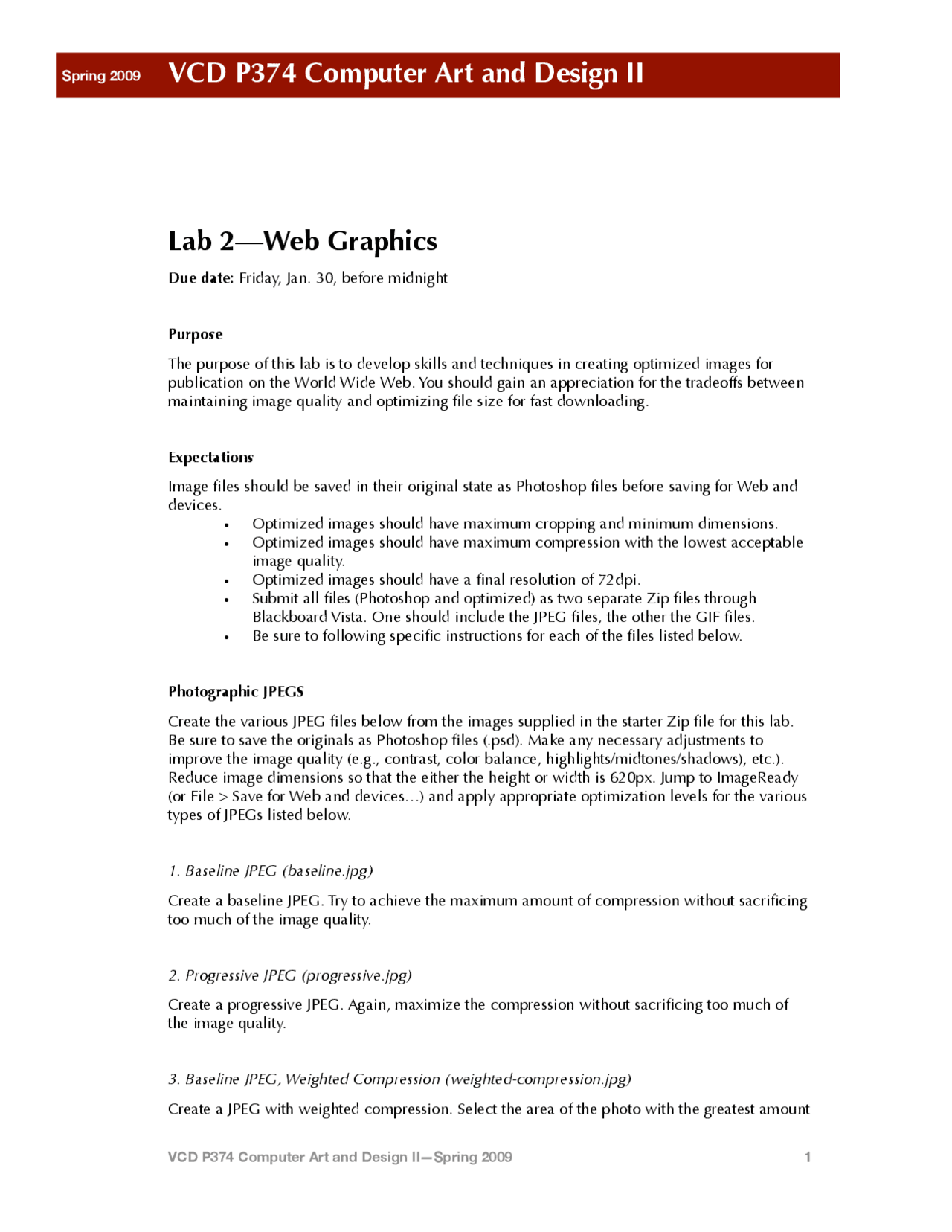 Computer Art And Design Ii Lab 2 Web Graphics Vcd P374 Docsity