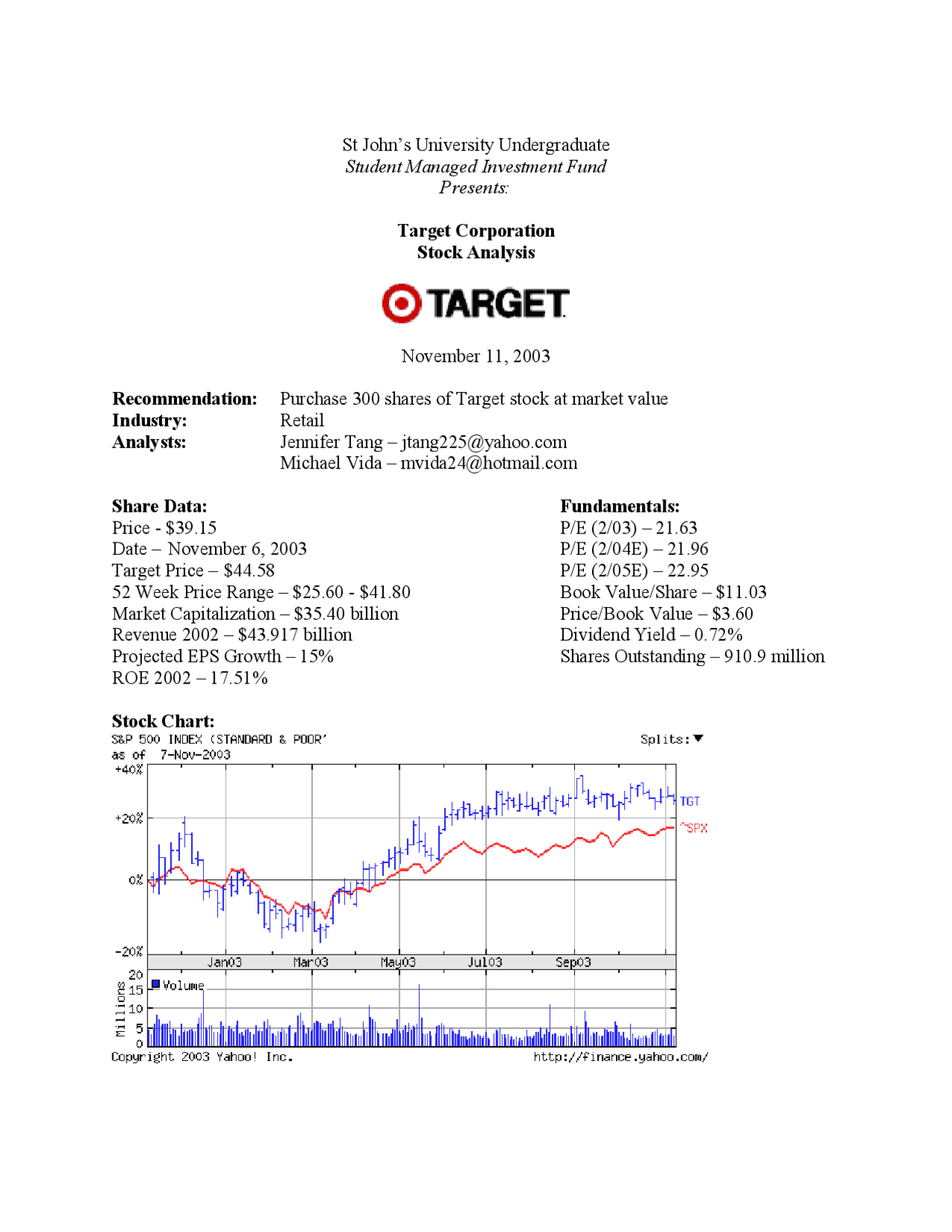 Target Corporation Stock Analysis - Notes | THE 200 - Docsity