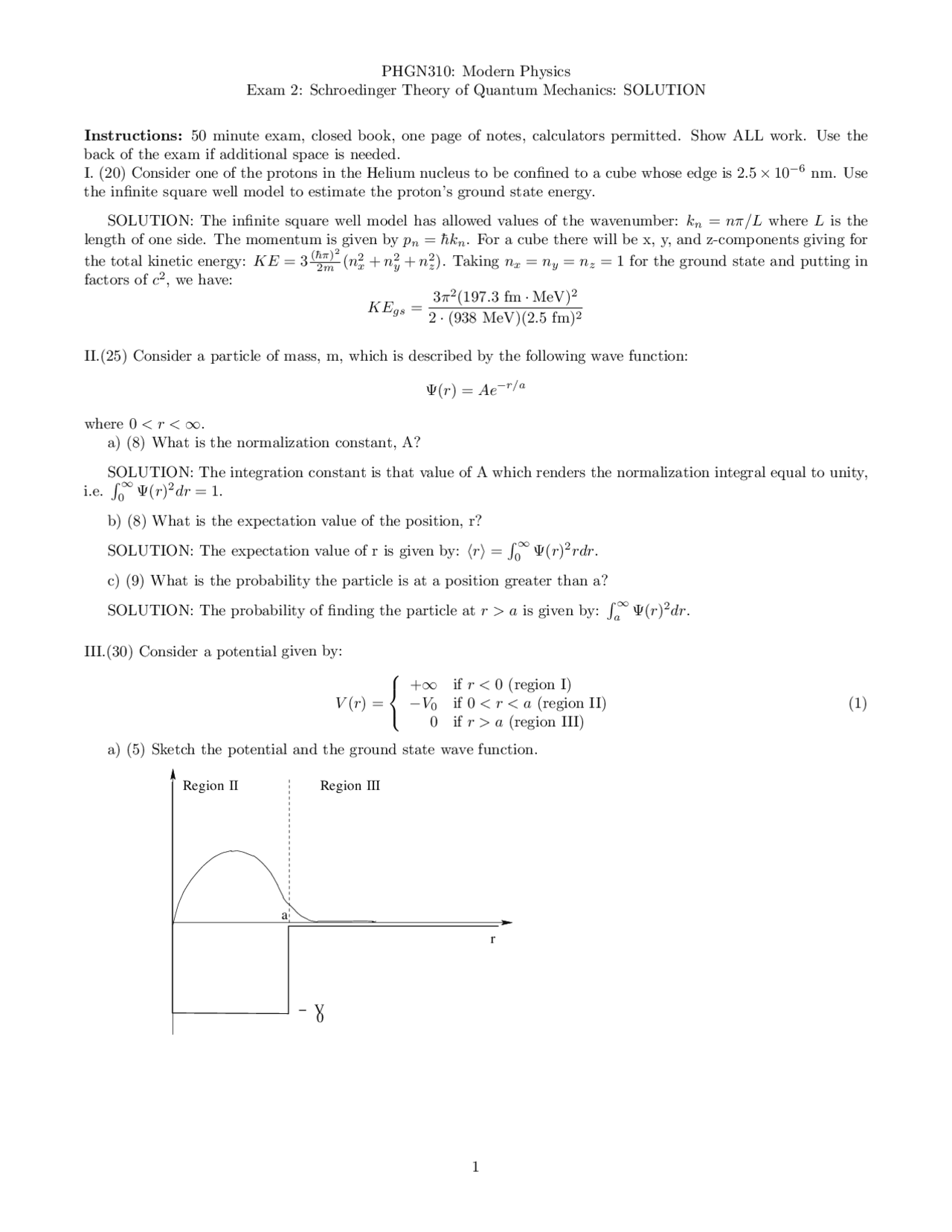Exam 2 Solutions Physics Iii Modern Physics Phgn 300 Docsity