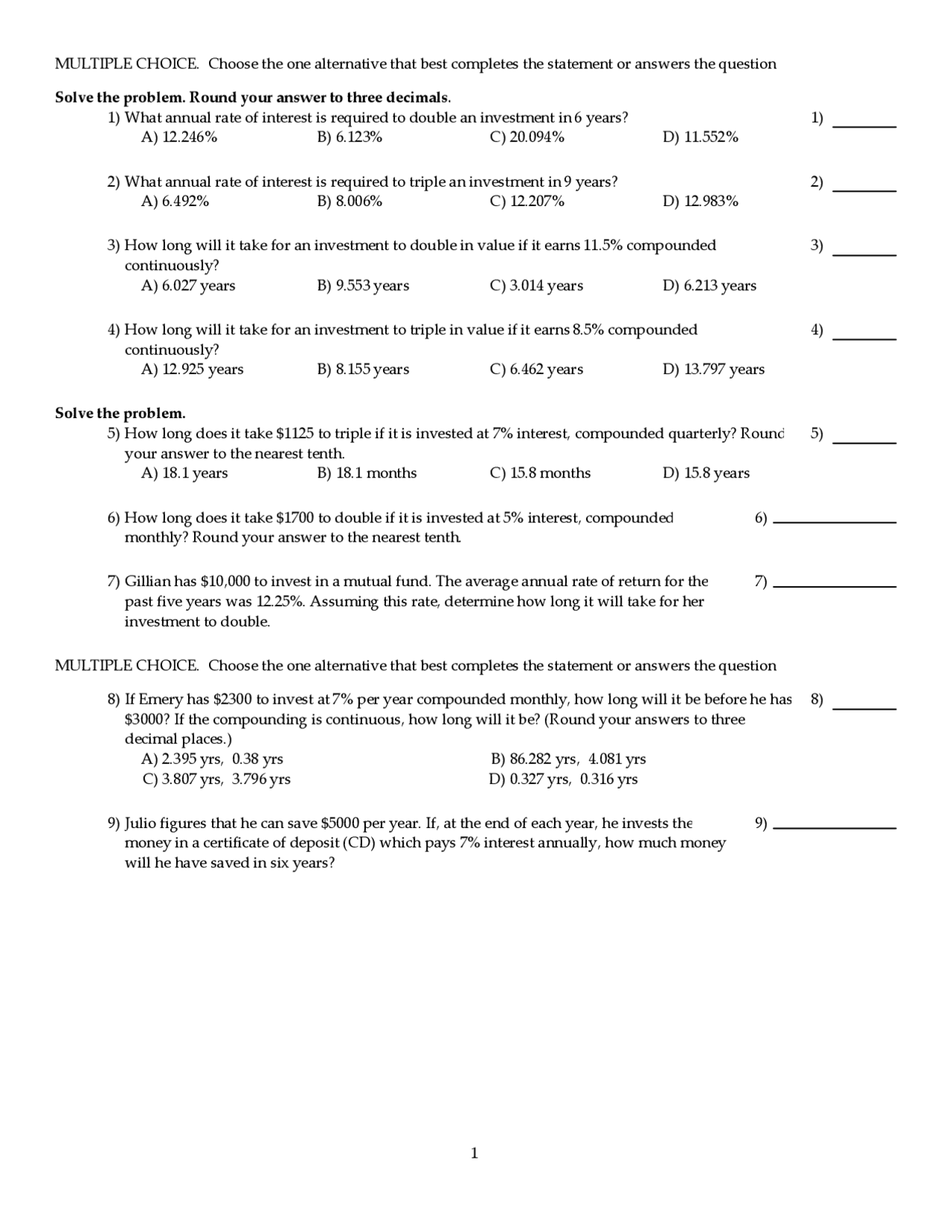 9 Questions On Mathematical Modeling Assignment Math 1101 Docsity