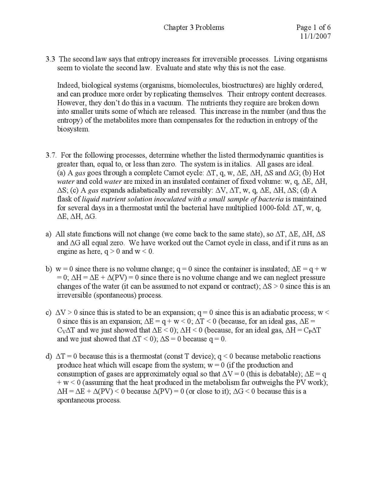 6 Problems On Elementary Physical Chemistry Assignment 3 Chem 471