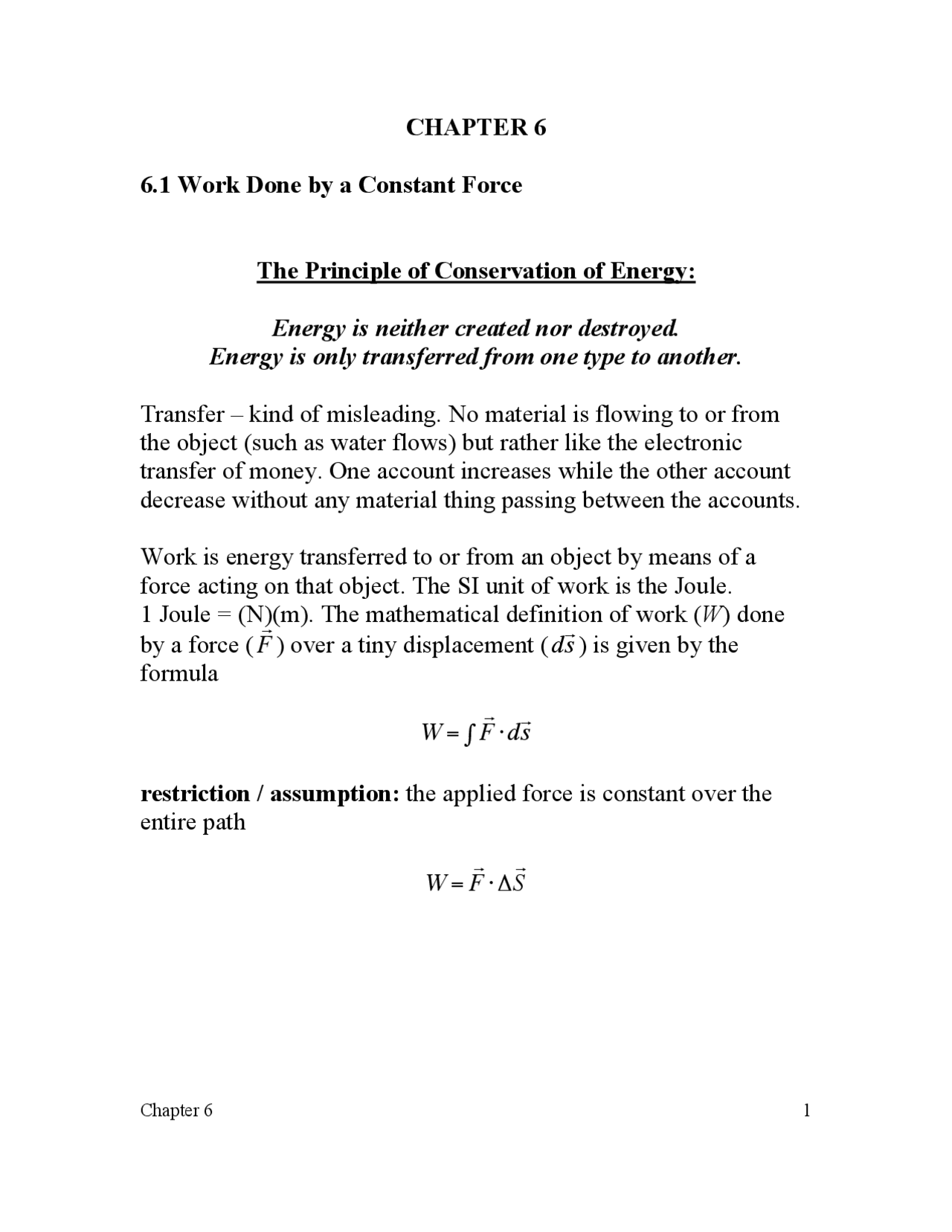 Work Done By Constant Force Handout Phys 200 Docsity