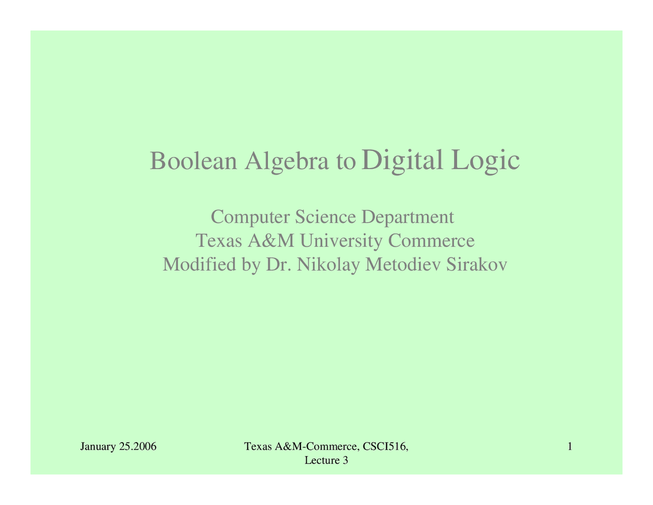 Boolean Algebra To Digital Logic Slides Csci 516 Docsity 8703