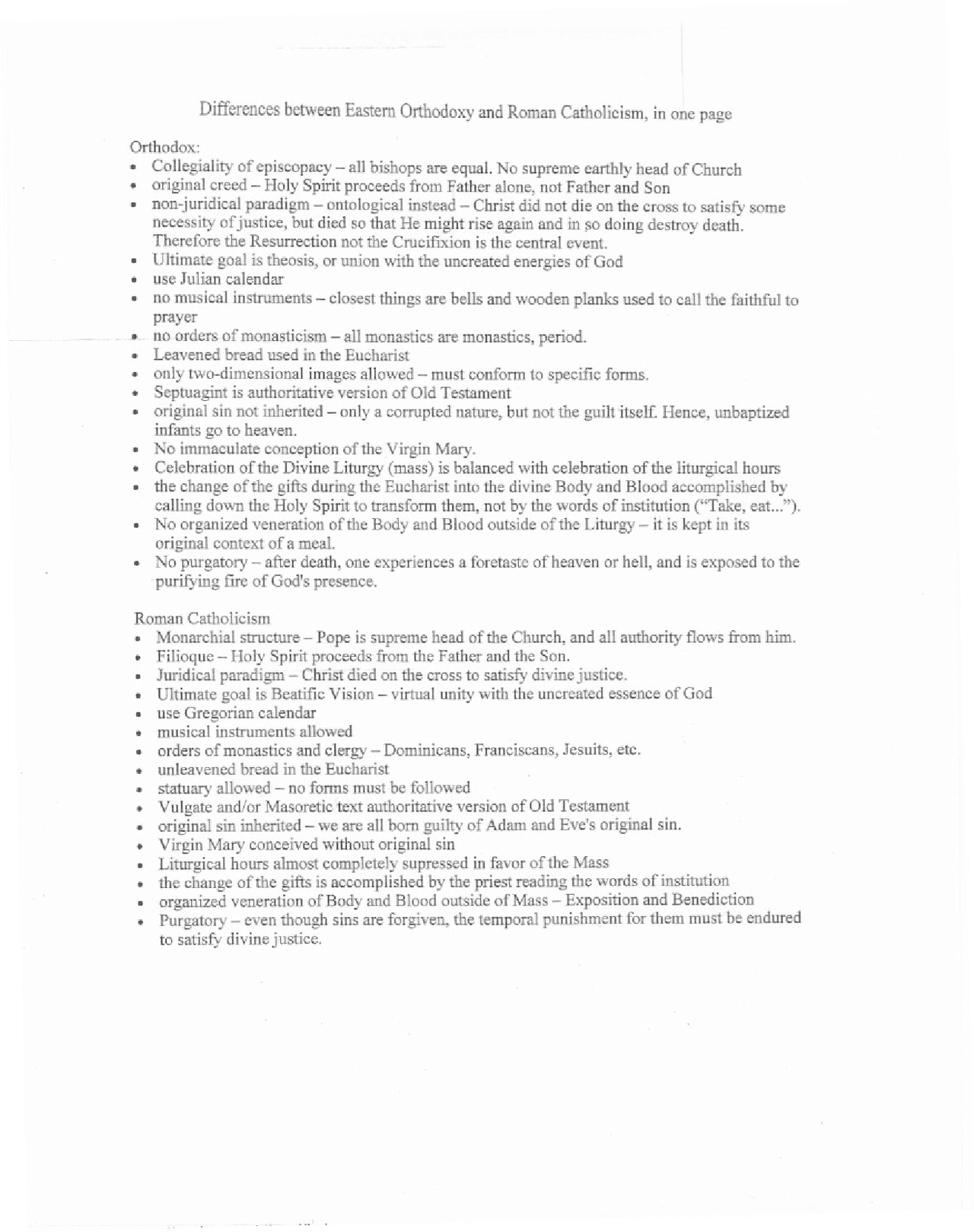 Differences Between Eastern Orthodoxy and Roman Catholicism | GEOG 2340 ...