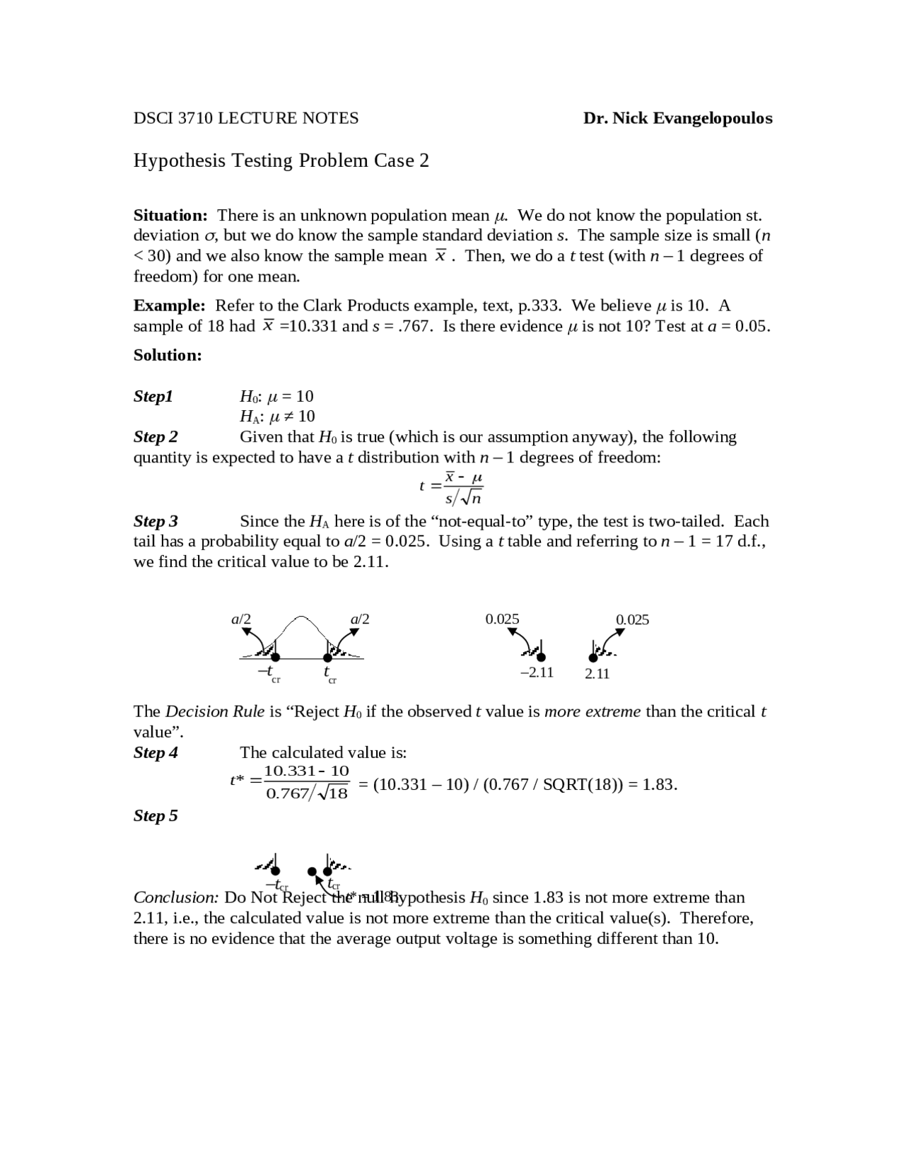 Hypothesis Testing Problems In Business Statistical Analysis Dsci