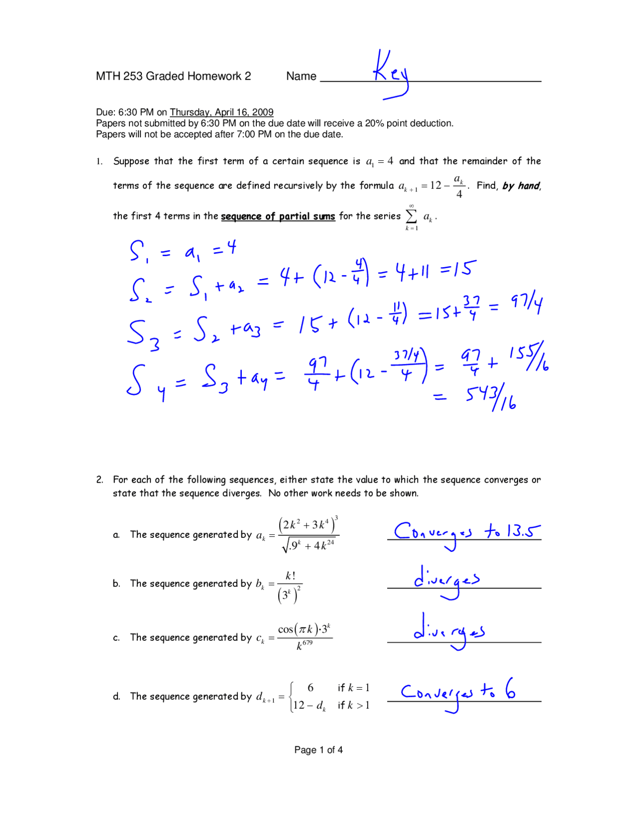 5 Solved Problems On The Calculus Iii Homework 2 Mth 253 Docsity