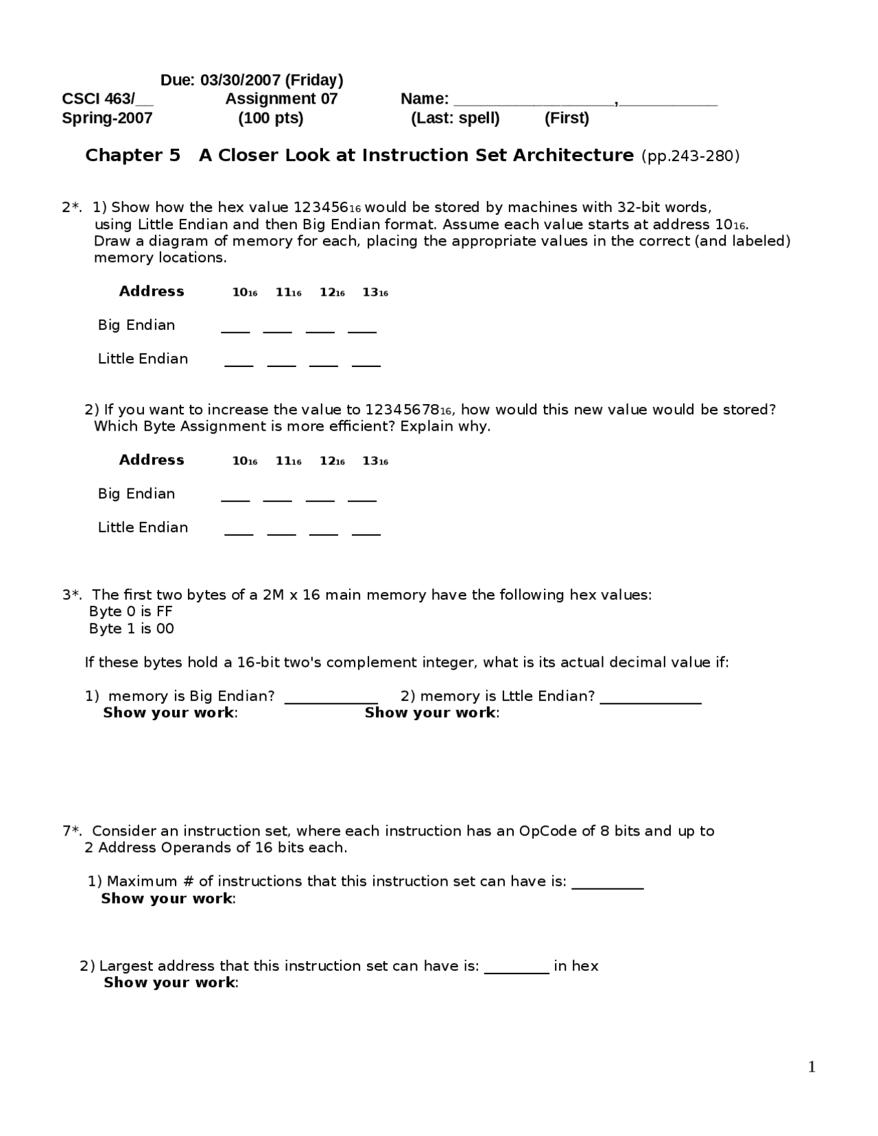 A Closer Look At Instruction Set Architecture Csci 463 Docsity