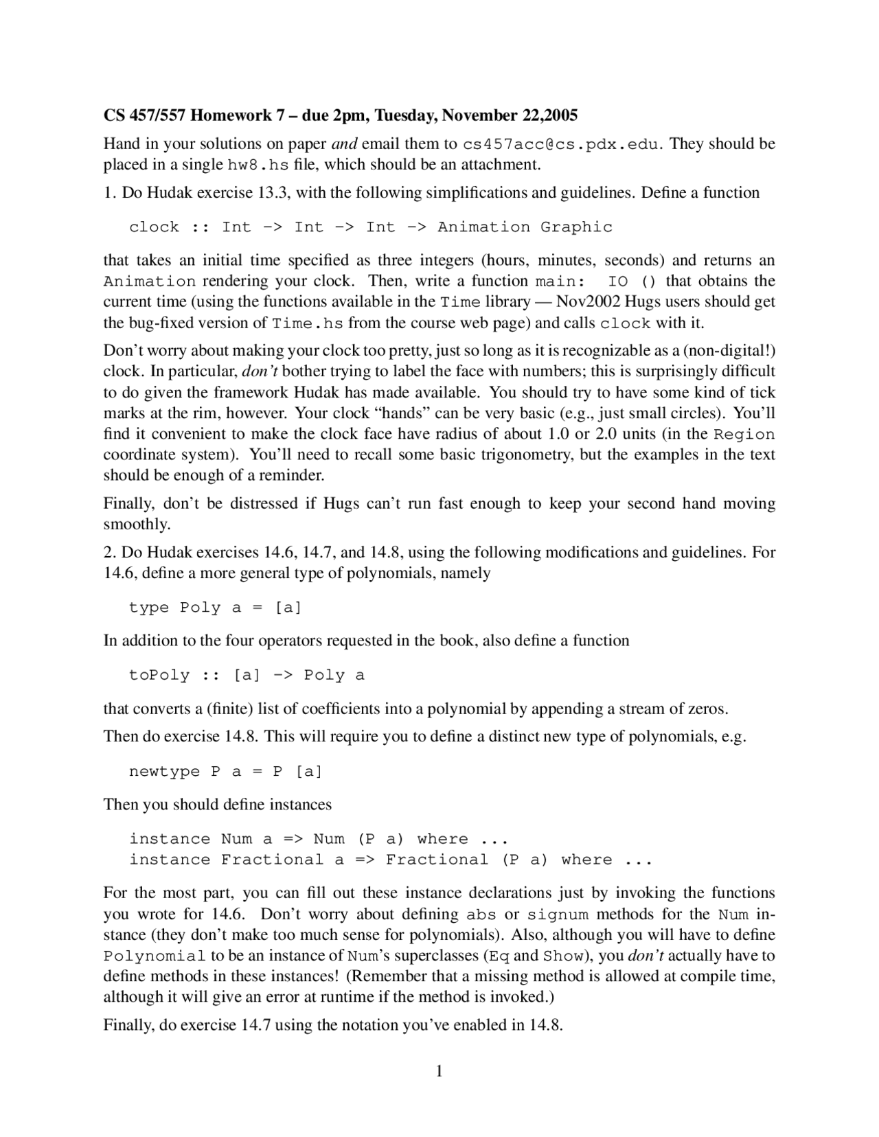 2 Practice Problems On Functional Languages Homework 7 Cs 457 Docsity