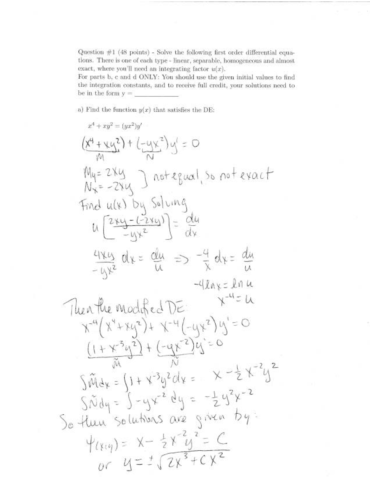 Solved Questions Ordinary Differential Equations For Scientists And