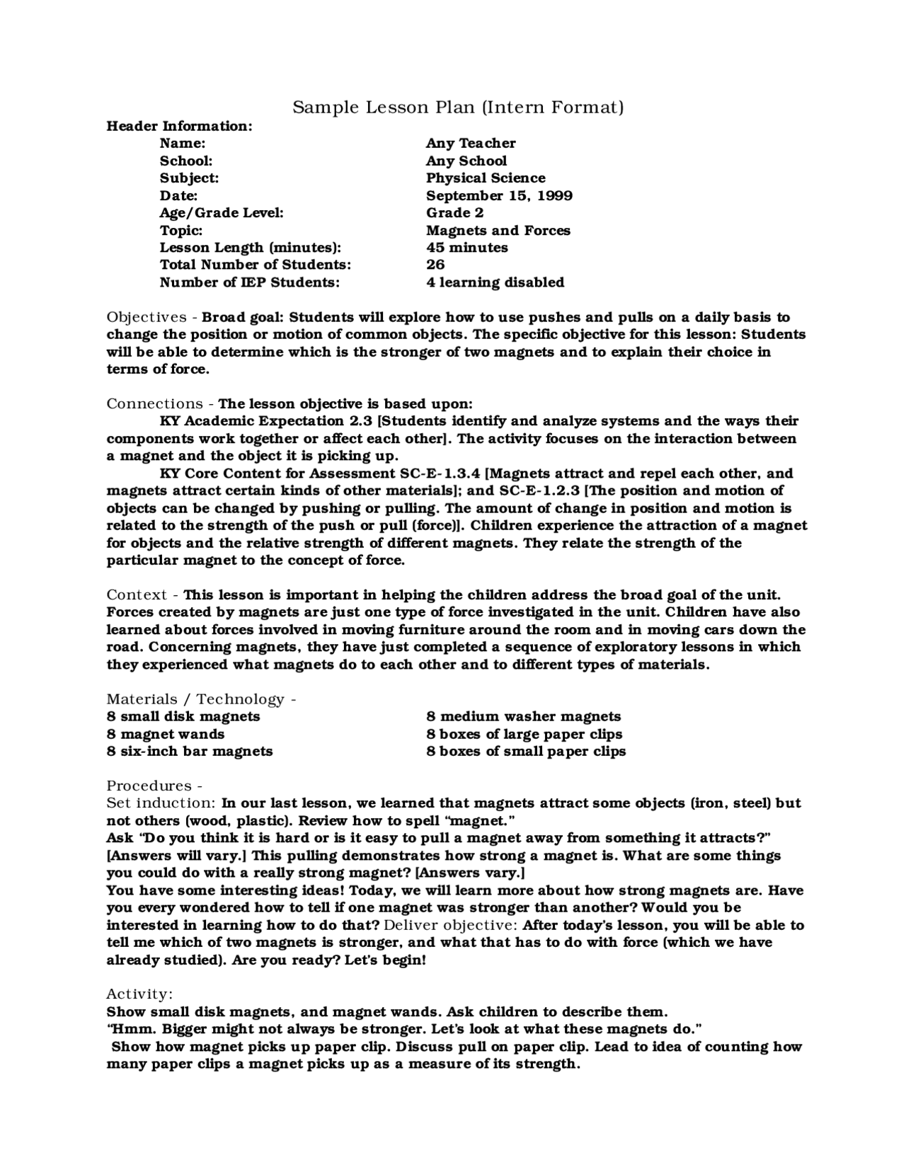 Sample Lesson Plan For Strategies Of Teaching EDU 303 Exams History Sample Lesson Plan For Strategies Of Teaching EDU 303 Exams History