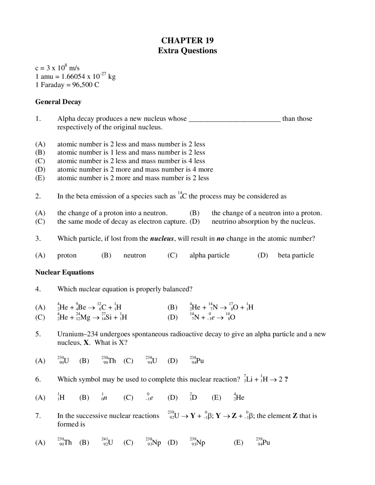 Review Sheet for Fundamentals of Chemistry | CHEM 1332 - Docsity