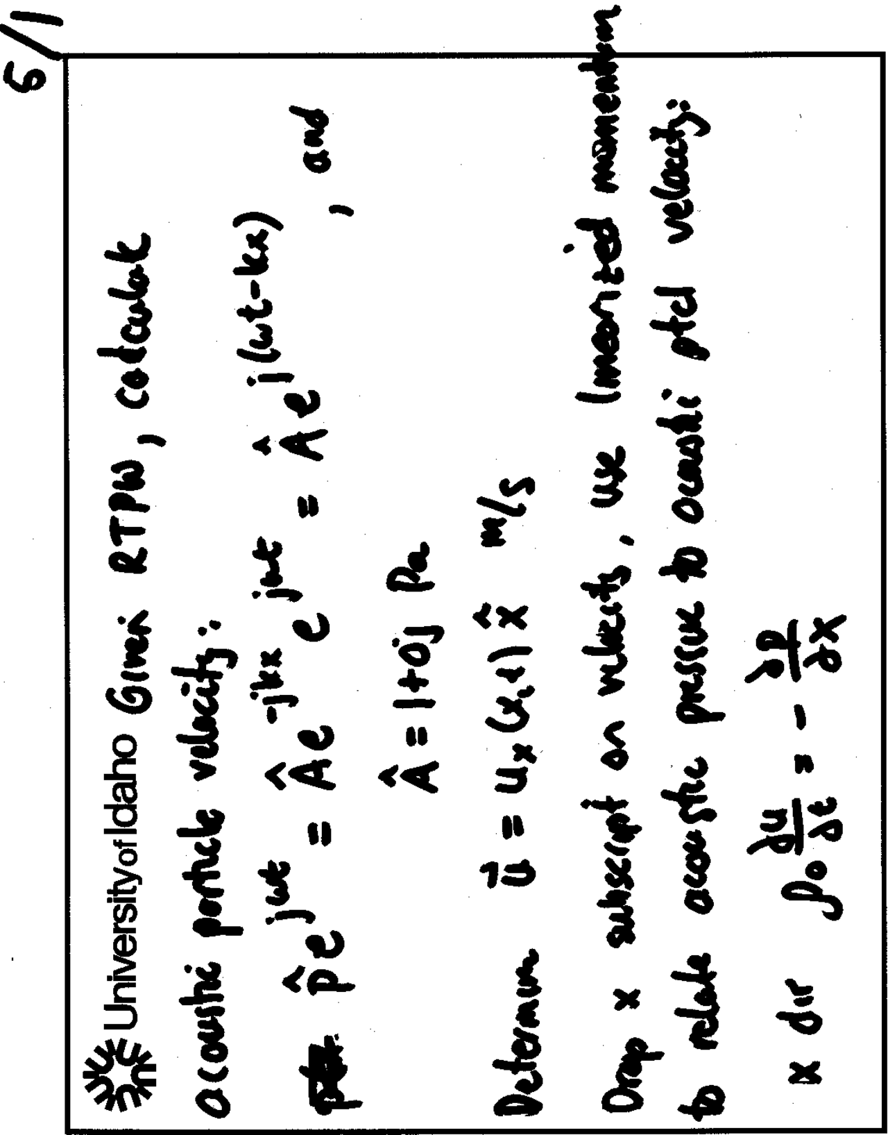 Handwritten Notes On Acoustic Particle Velocity Engineering Acoustics