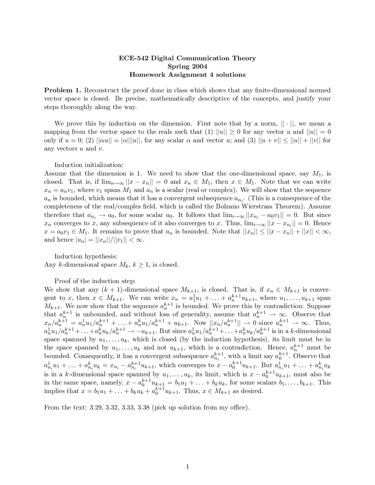 Homework 4 Solutions Digital Communication Theory Ece 542 Docsity