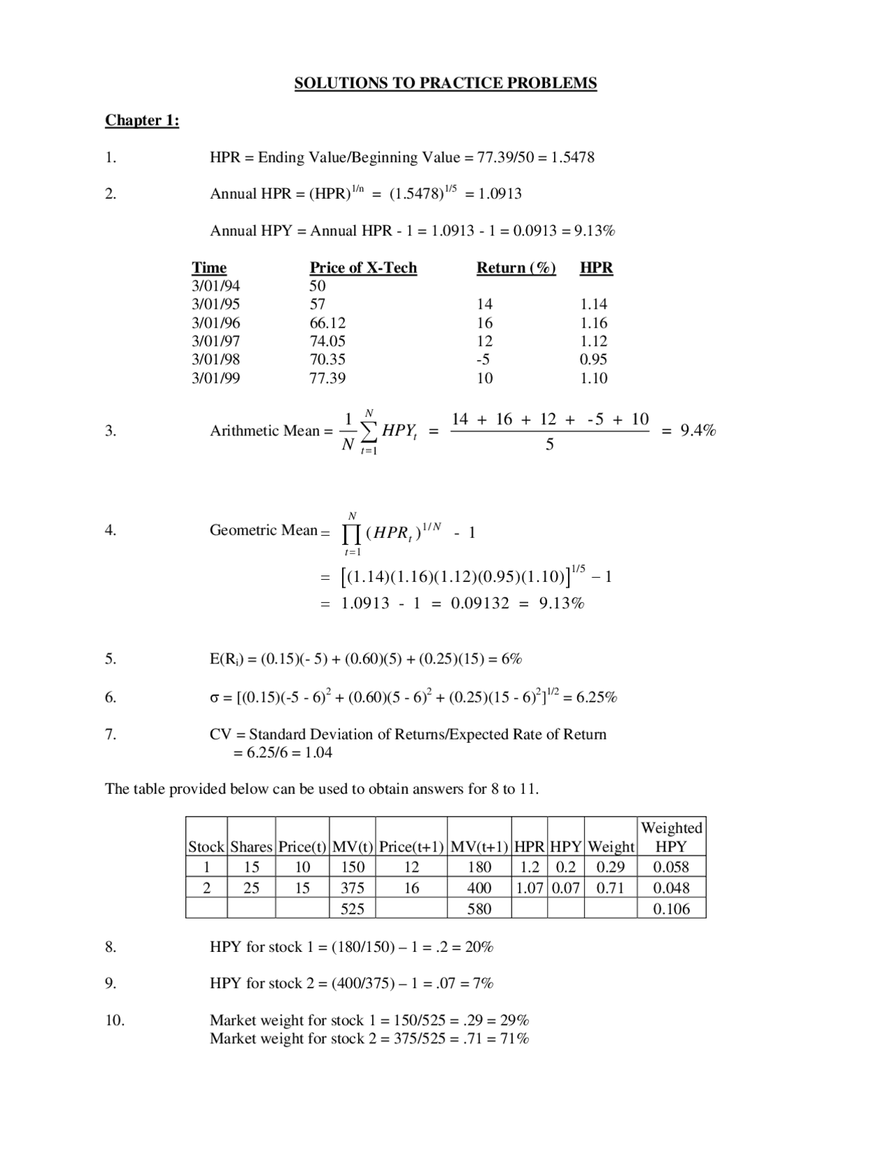 42 Problems on the Portfolio Analysis - Assignment | FIN 4315 ...