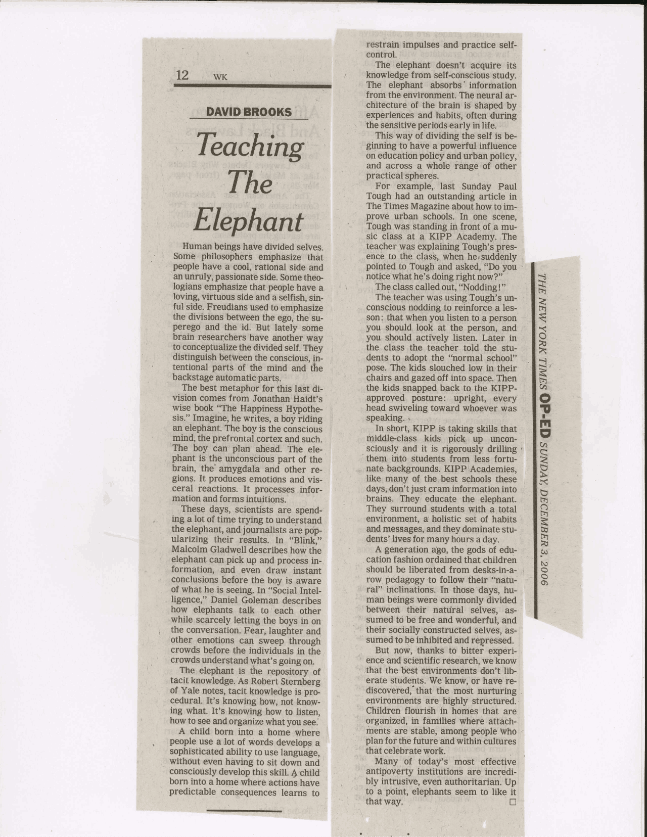 Notes on Teaching the Elephant | EDP 101 - Docsity